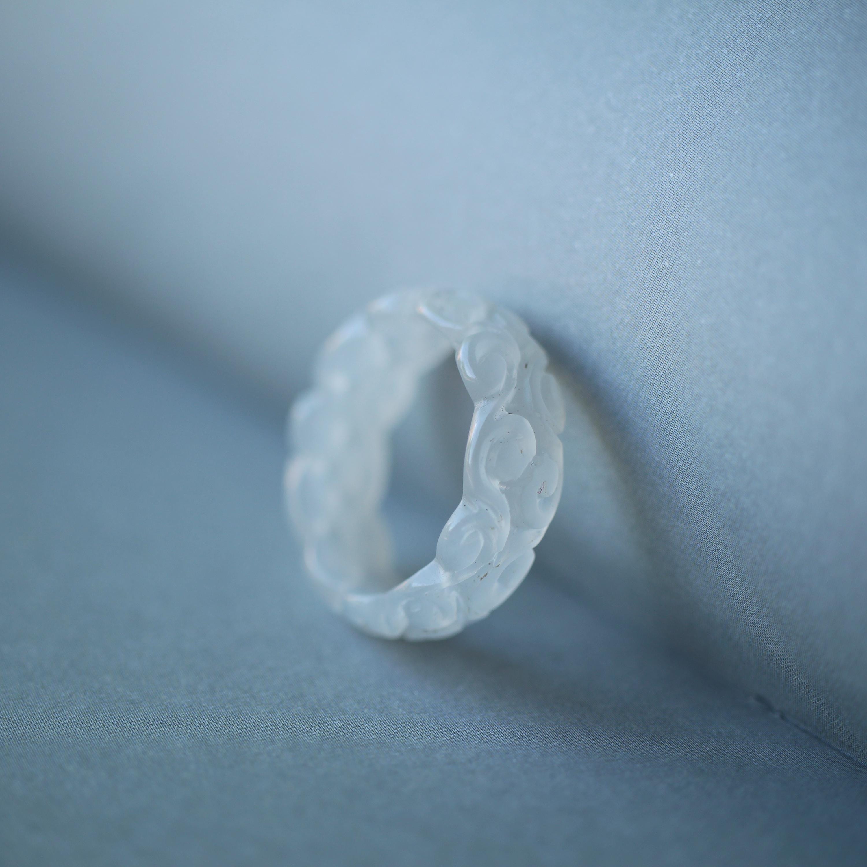 Authentic Icy White Jade Ring Women|natural Jade Donuts Band Men ...