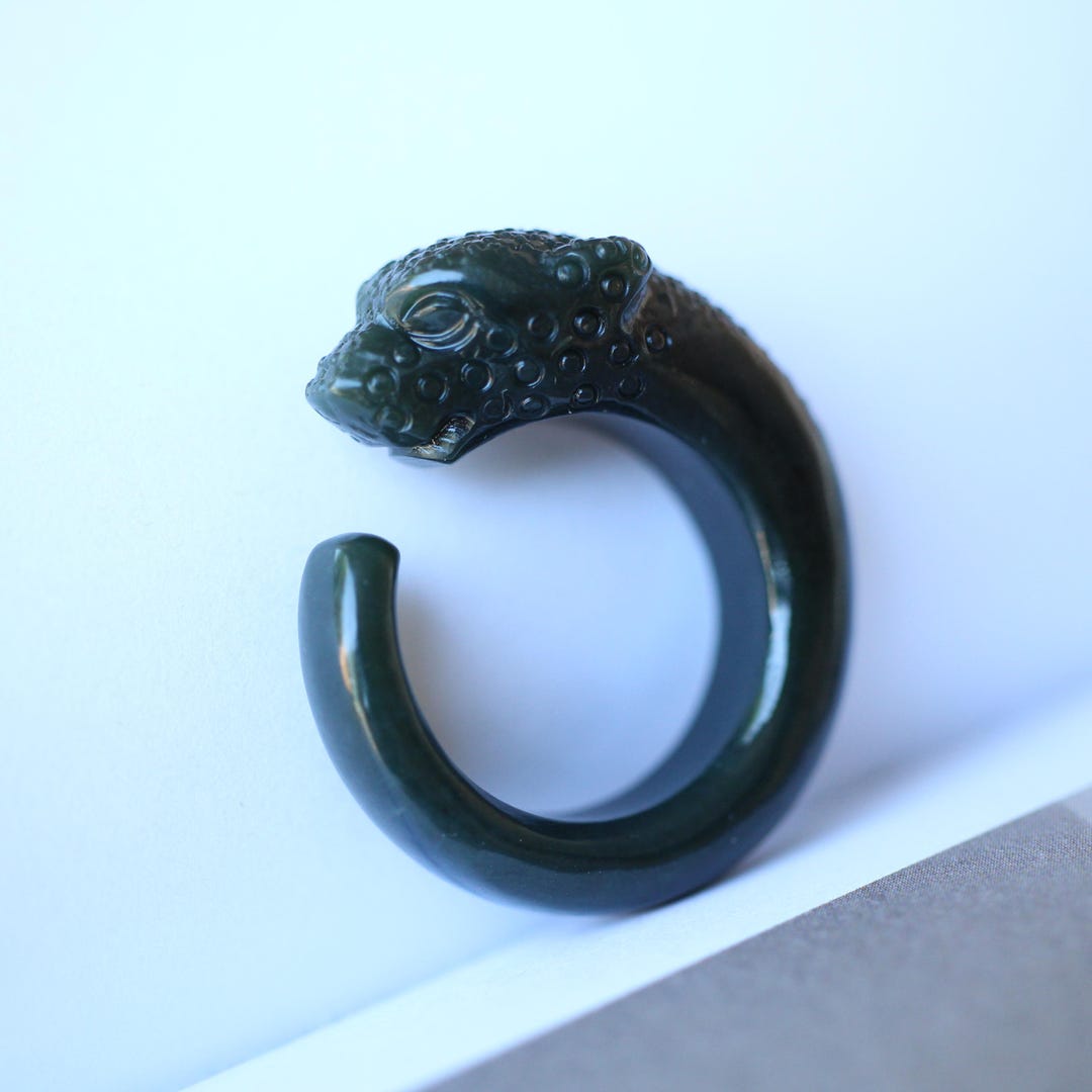 Unique Leopard Nephrite Jade Donuts Thick Band Men|authentic Art Deco ...