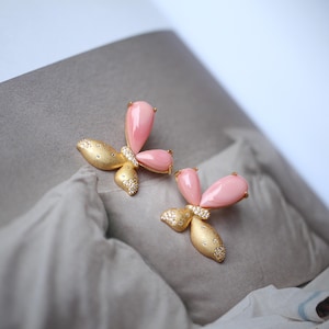 Unique Butterfly Pink Queen Conch Shell Earrings|pink Sea Shell Stud ...
