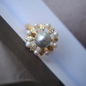 Natural Seawater Akoya Pearl Ring S925 Sterling Silver|vintage Petal ...