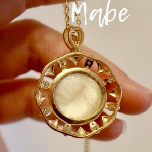 Natural Blue Mabe Pearl Necklace Silver|statement Antique Pearl Pendant ...