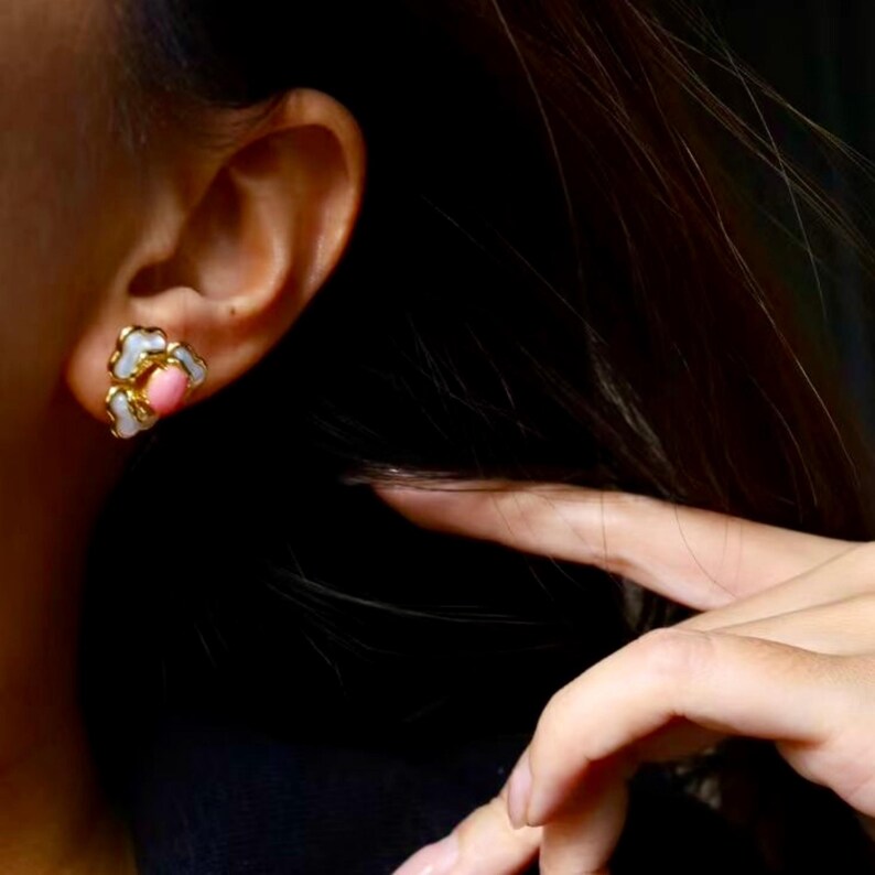 Natural Pink Queen Conch Shell Jewelry Set|pink Sea Shell Stud Earrings ...