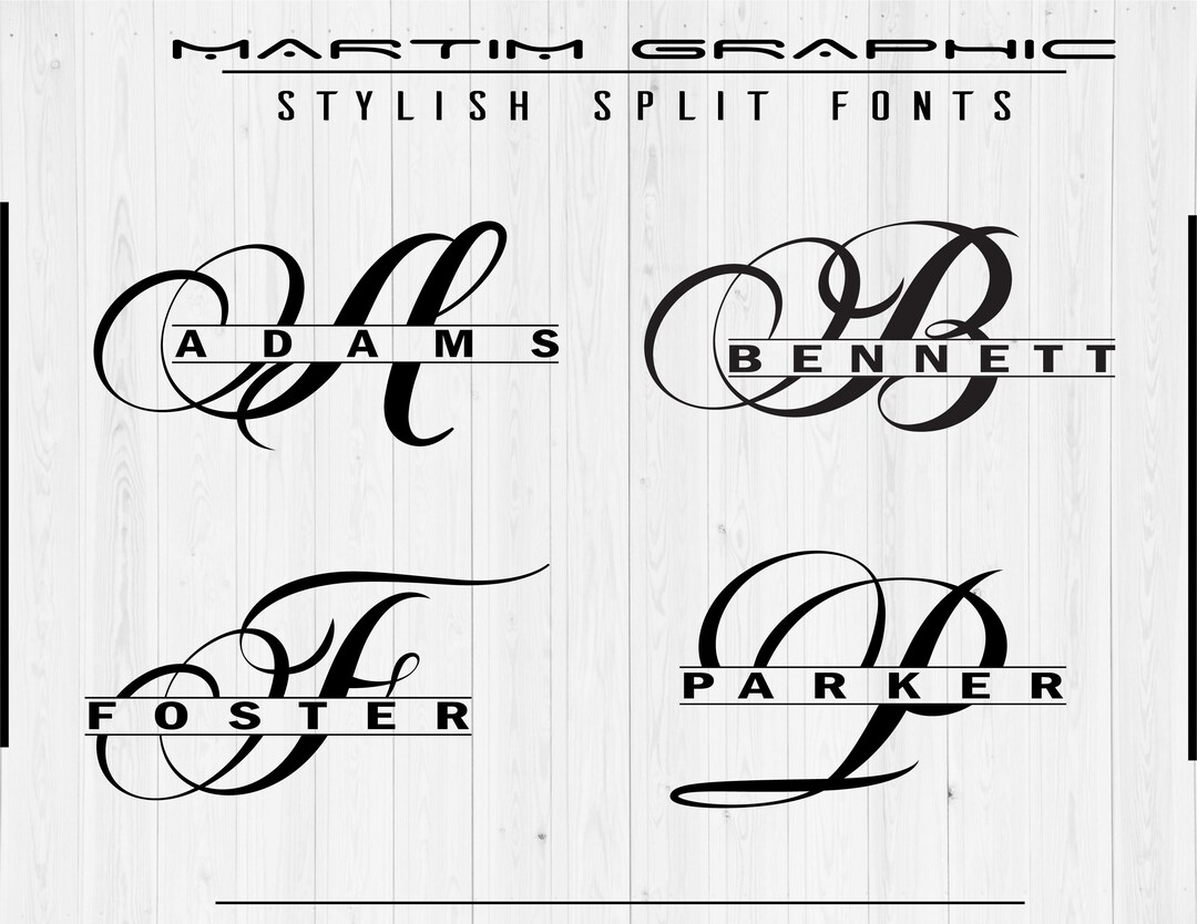 Modern Split Monogram Fonts A to Z With Cut File for Cricut, Silhouette ...