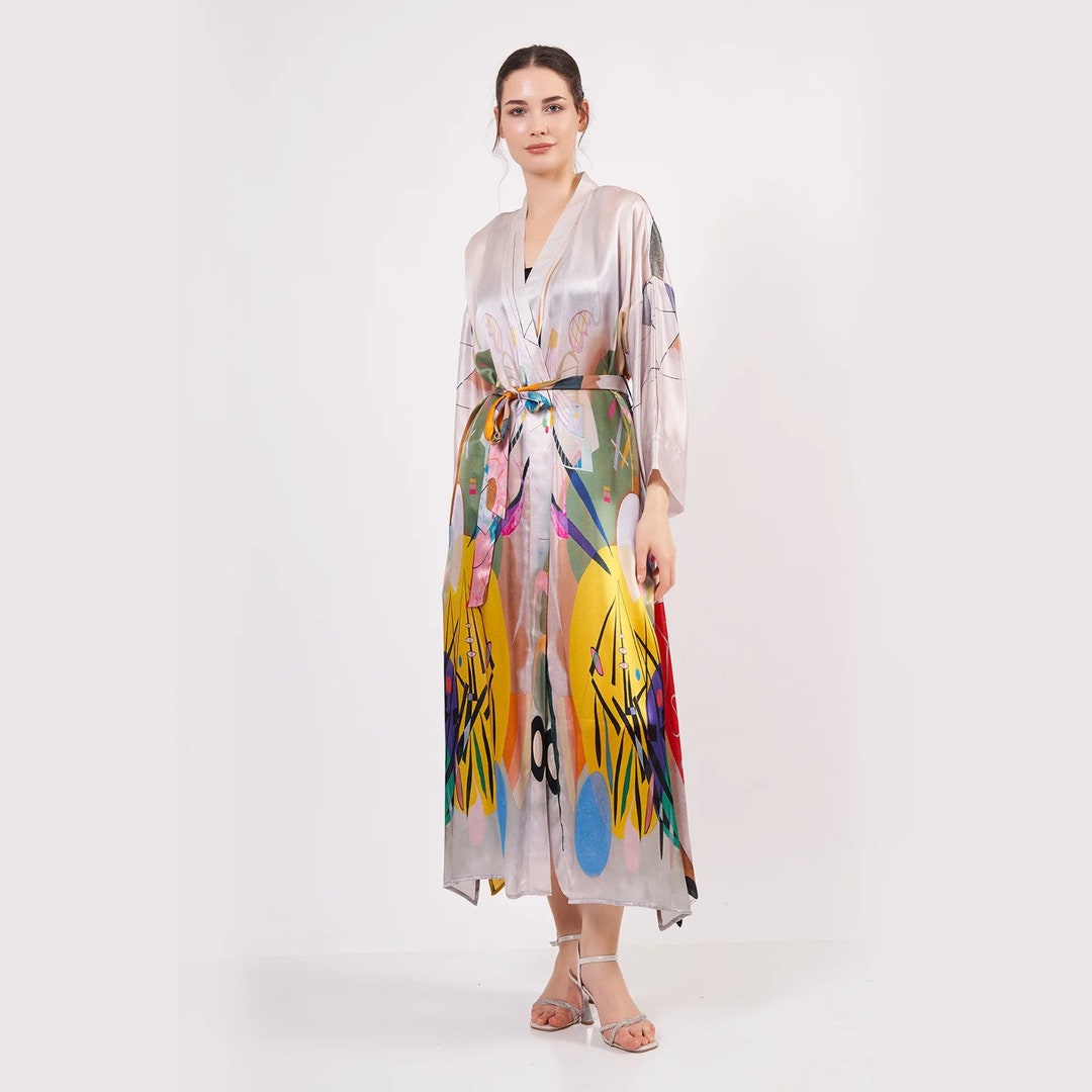 100 % Silk Kimono Robe ,abito Seta: Long Kimono Robe Perfect Honeymoon ...