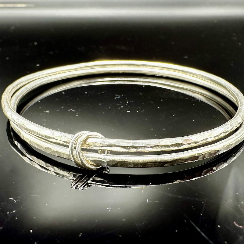 Hammered Double Bangle - Etsy UK