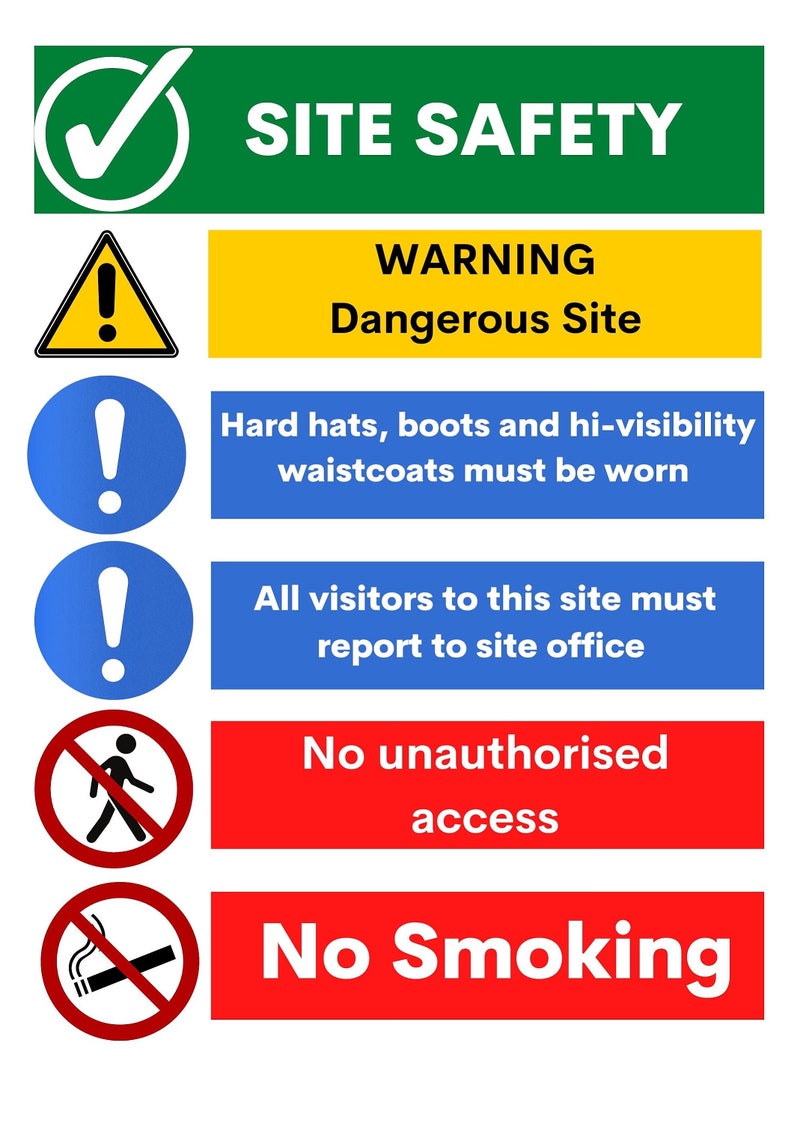 Site Safety Sign Checklist List Health and Safety Document Printable ...