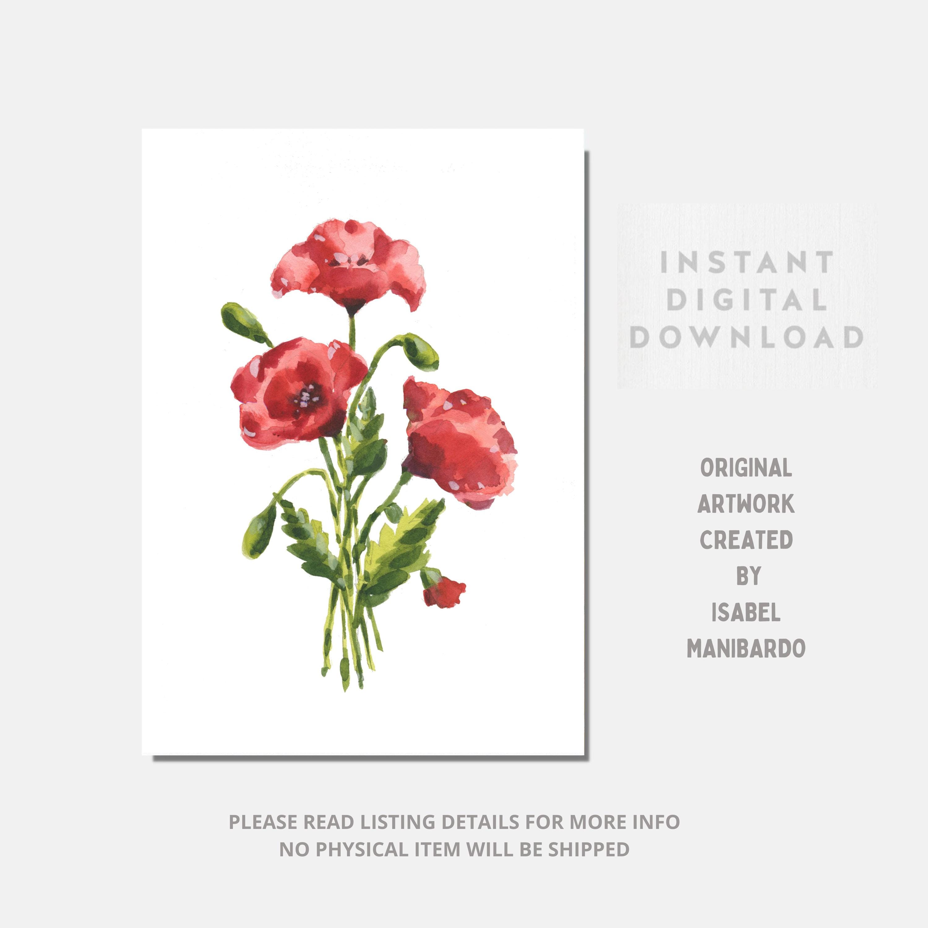Poppies Printable Wall Art, Poppy Print, Flower Print, Spring ...