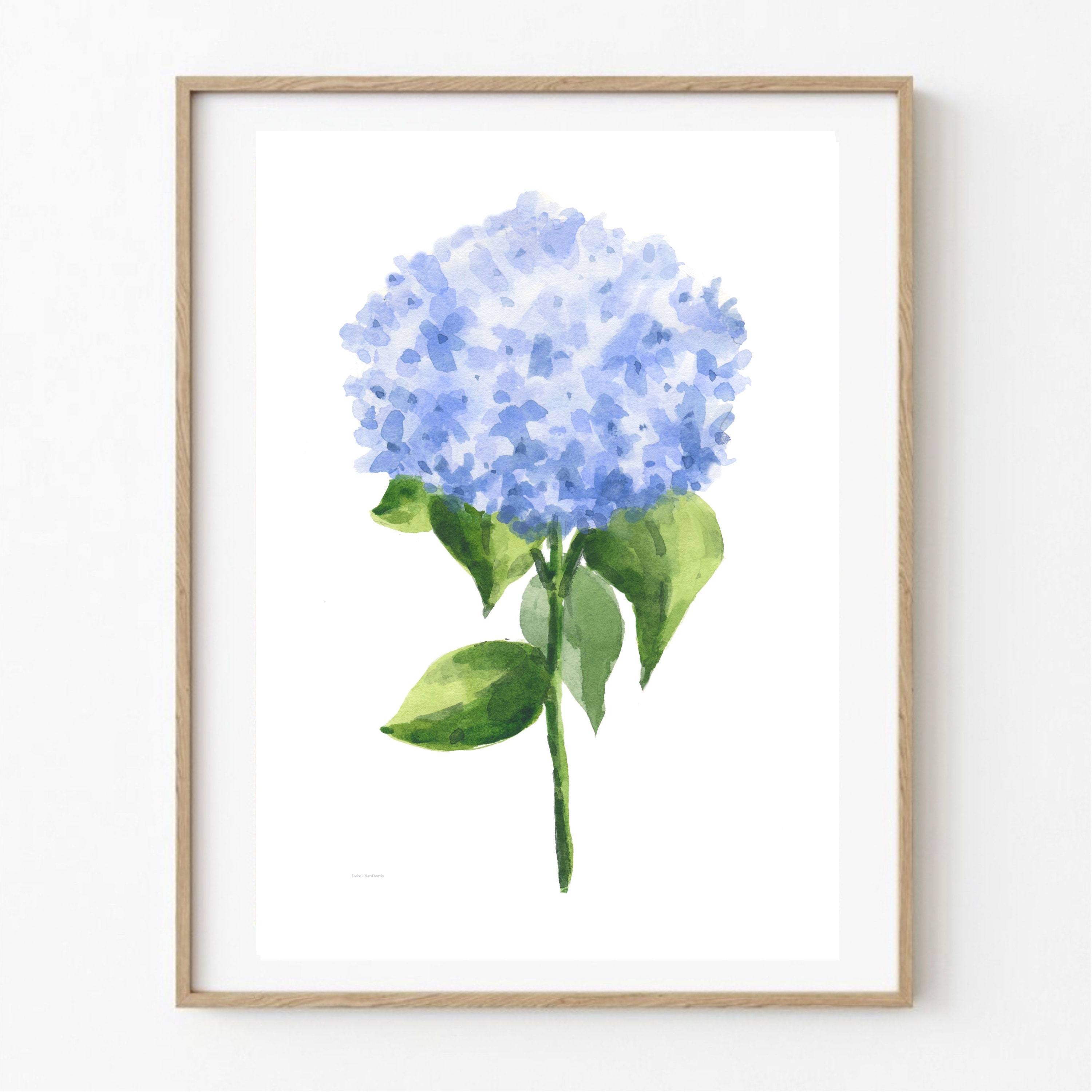Light Blue Hydrangea Printable, Minimalist Wall Art, Big Flower Art ...
