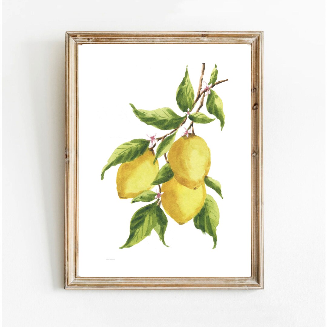 Lemon Print, Citrus Fruit Printable Wall Art, Kitchen Decor, Lemon ...