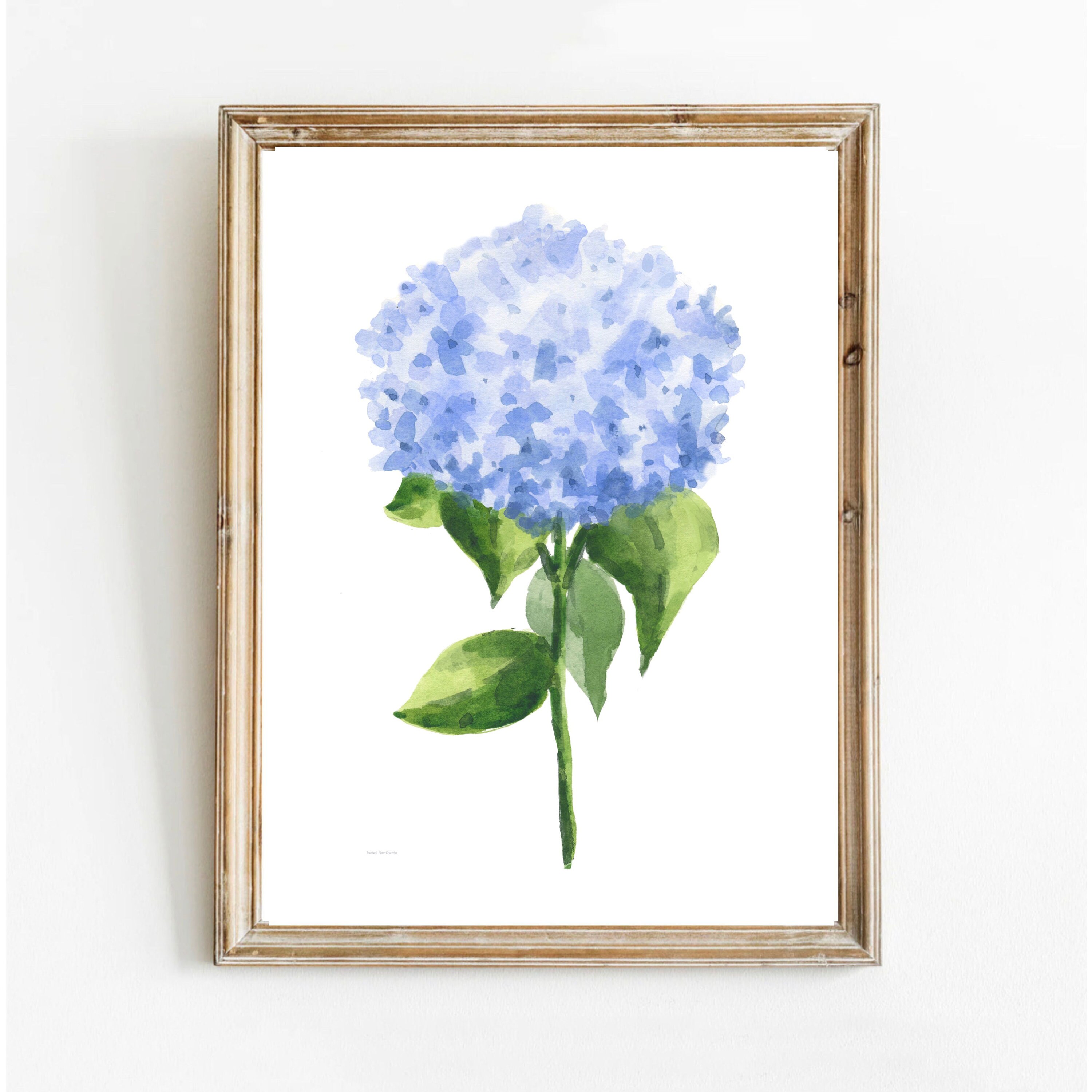 Light Blue Hydrangea Printable, Minimalist Wall Art, Big Flower Art ...