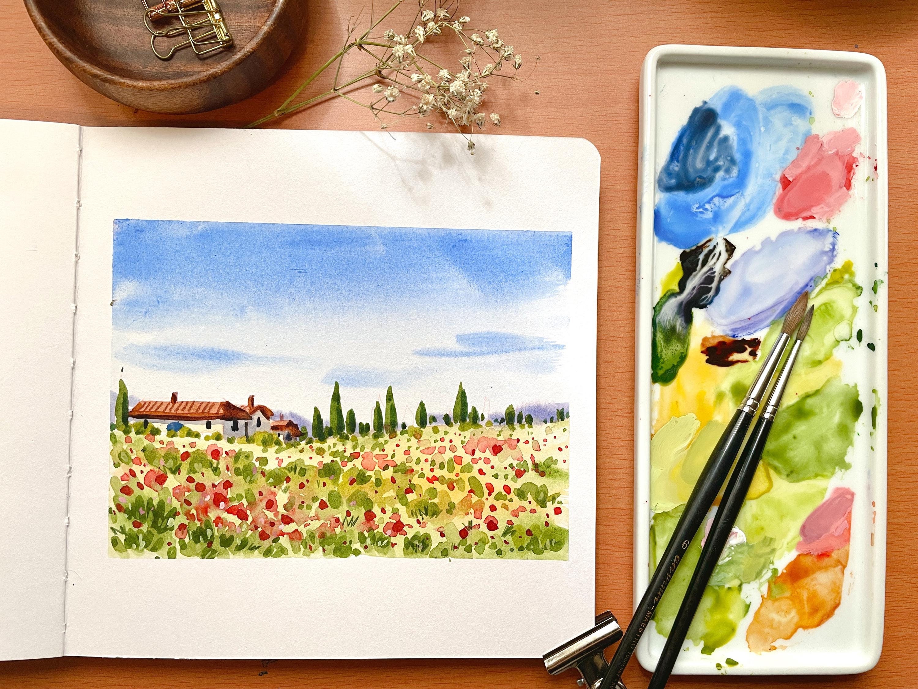 Tuscany, Italy Landscape Tutorial, Step by Step Painting Downloadable ...
