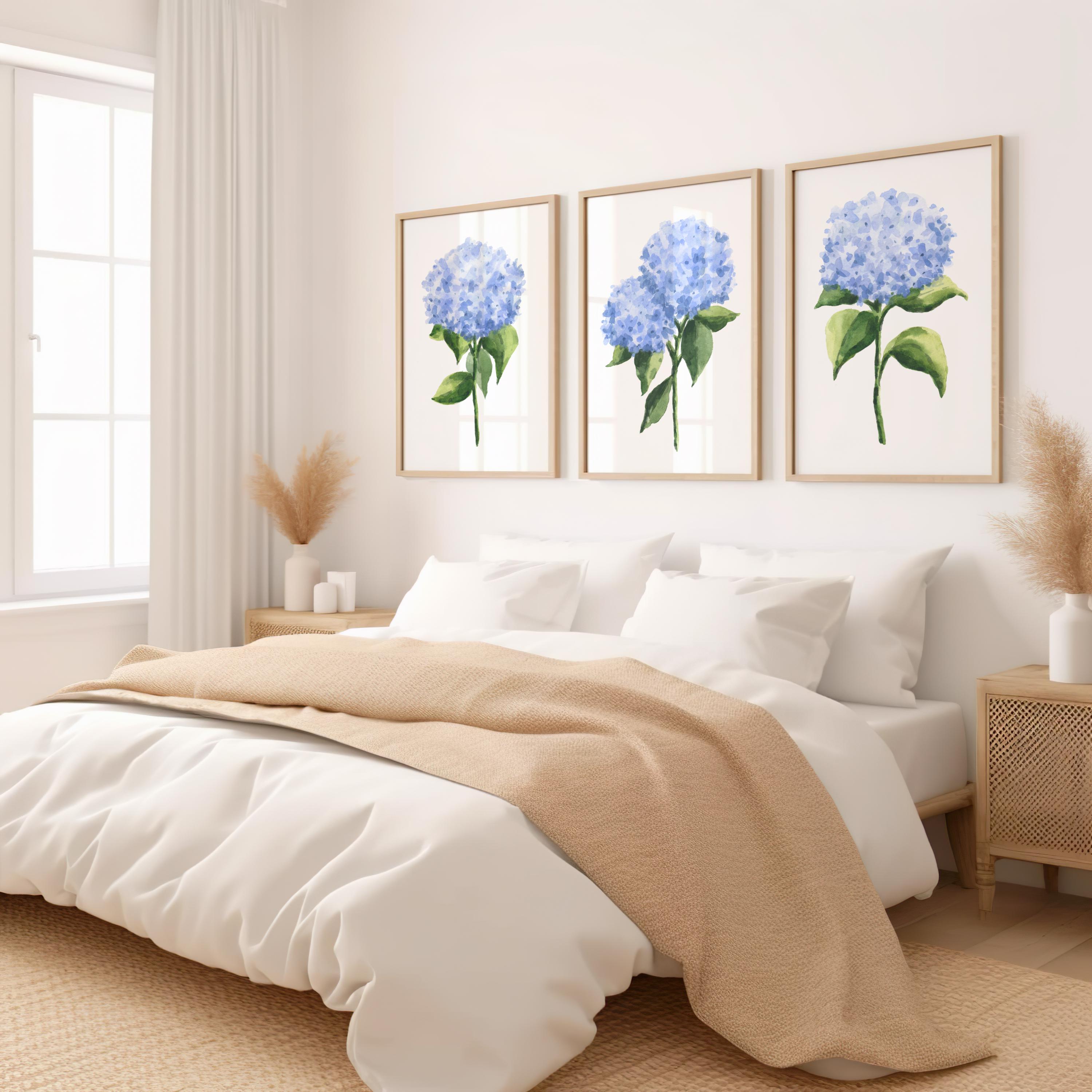 Blue Hydrangea Watercolor Printable, Botanical Wall Decor, Hydrangea ...