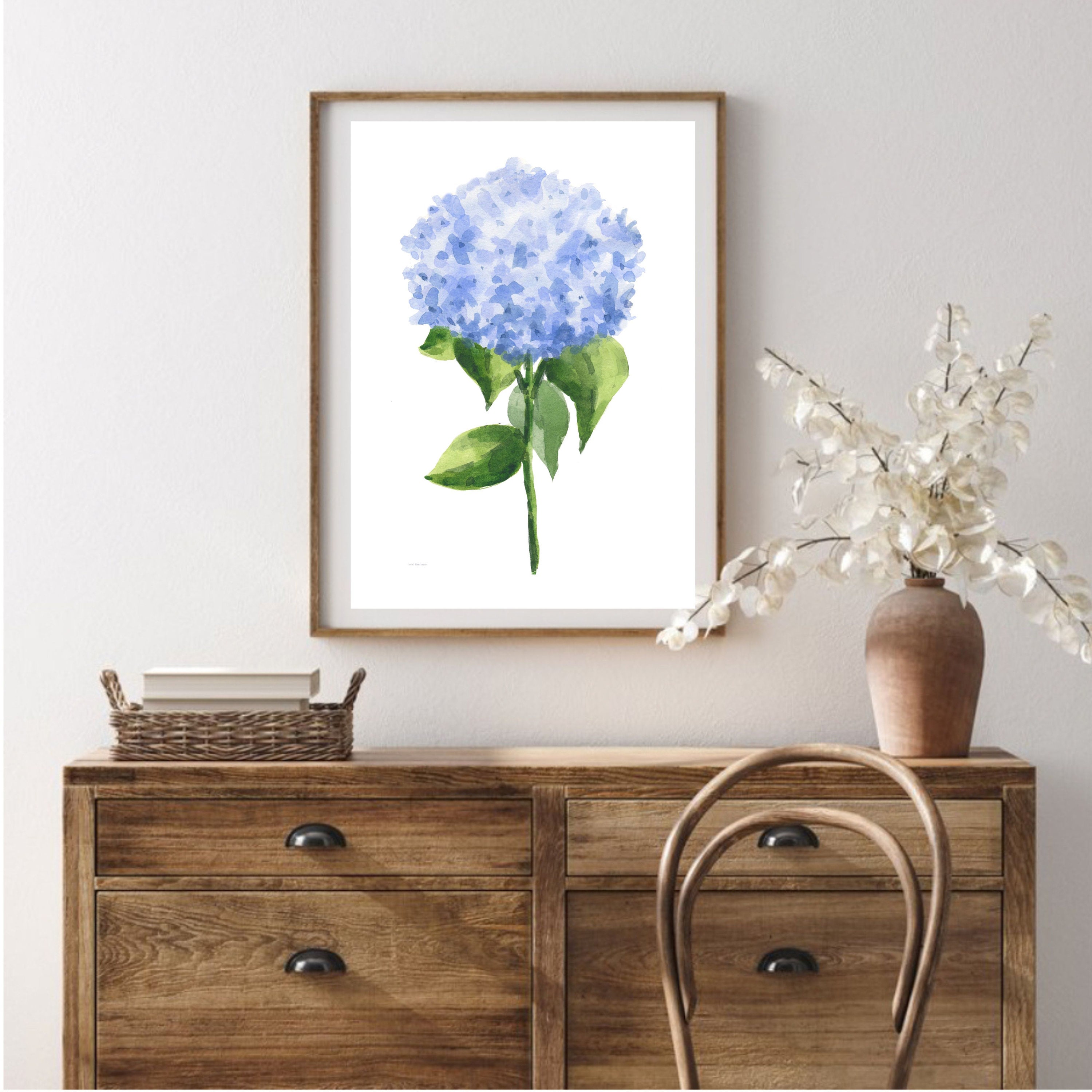 Light Blue Hydrangea Printable, Minimalist Wall Art, Big Flower Art, Modern Home, Hydrangea ...