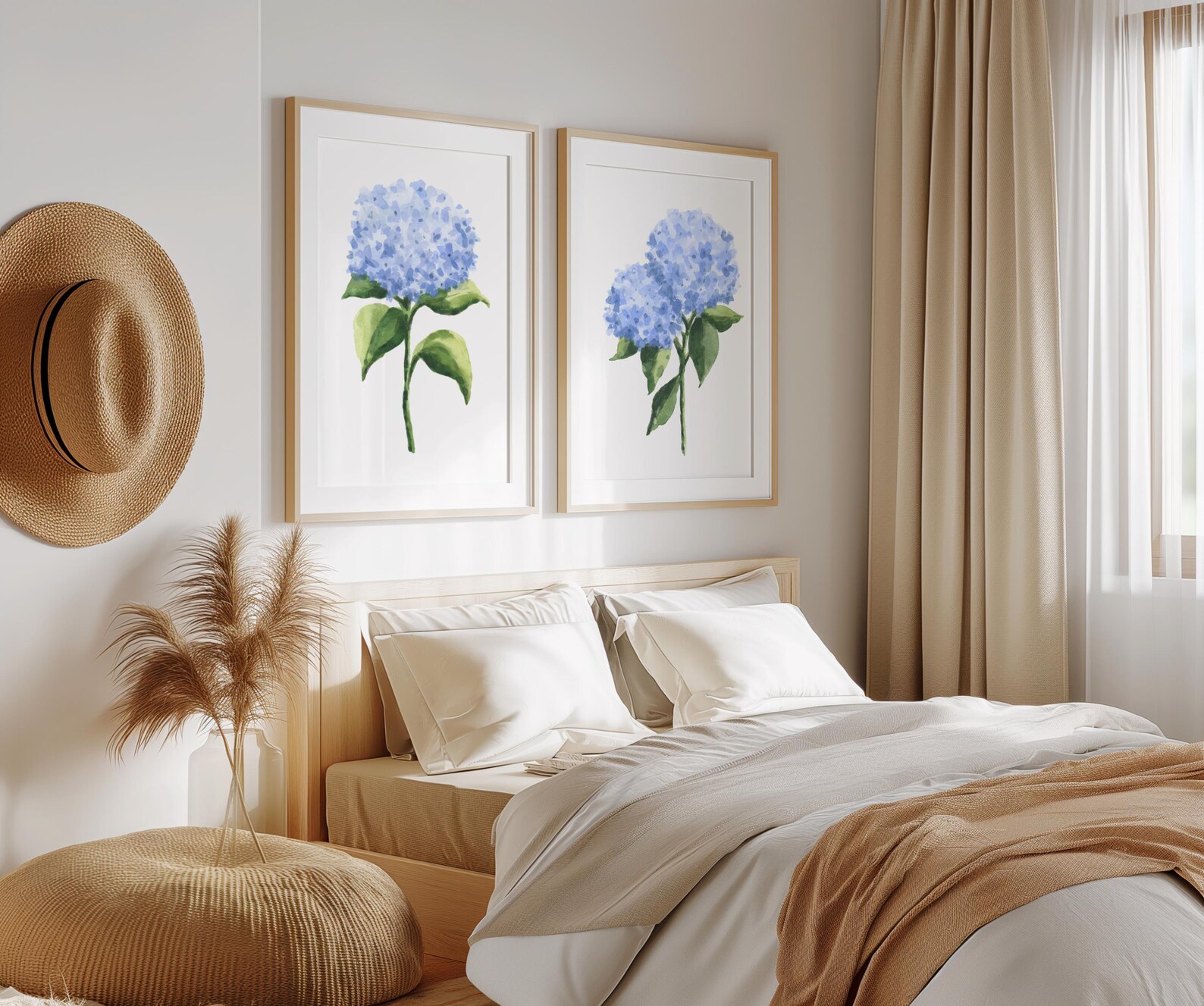 Blue Hydrangea Watercolor Printable, Botanical Wall Decor, Hydrangea ...