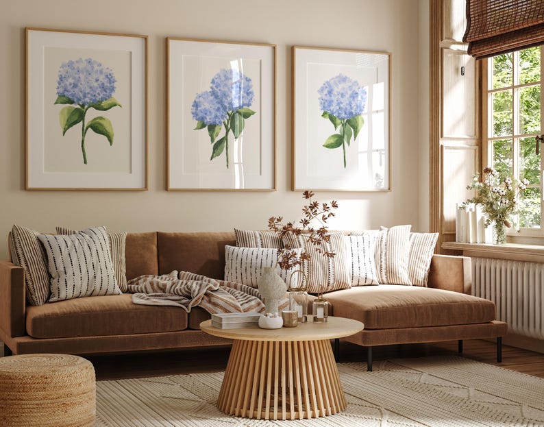Blue Hydrangea Watercolor Printable, Botanical Wall Decor, Hydrangea ...