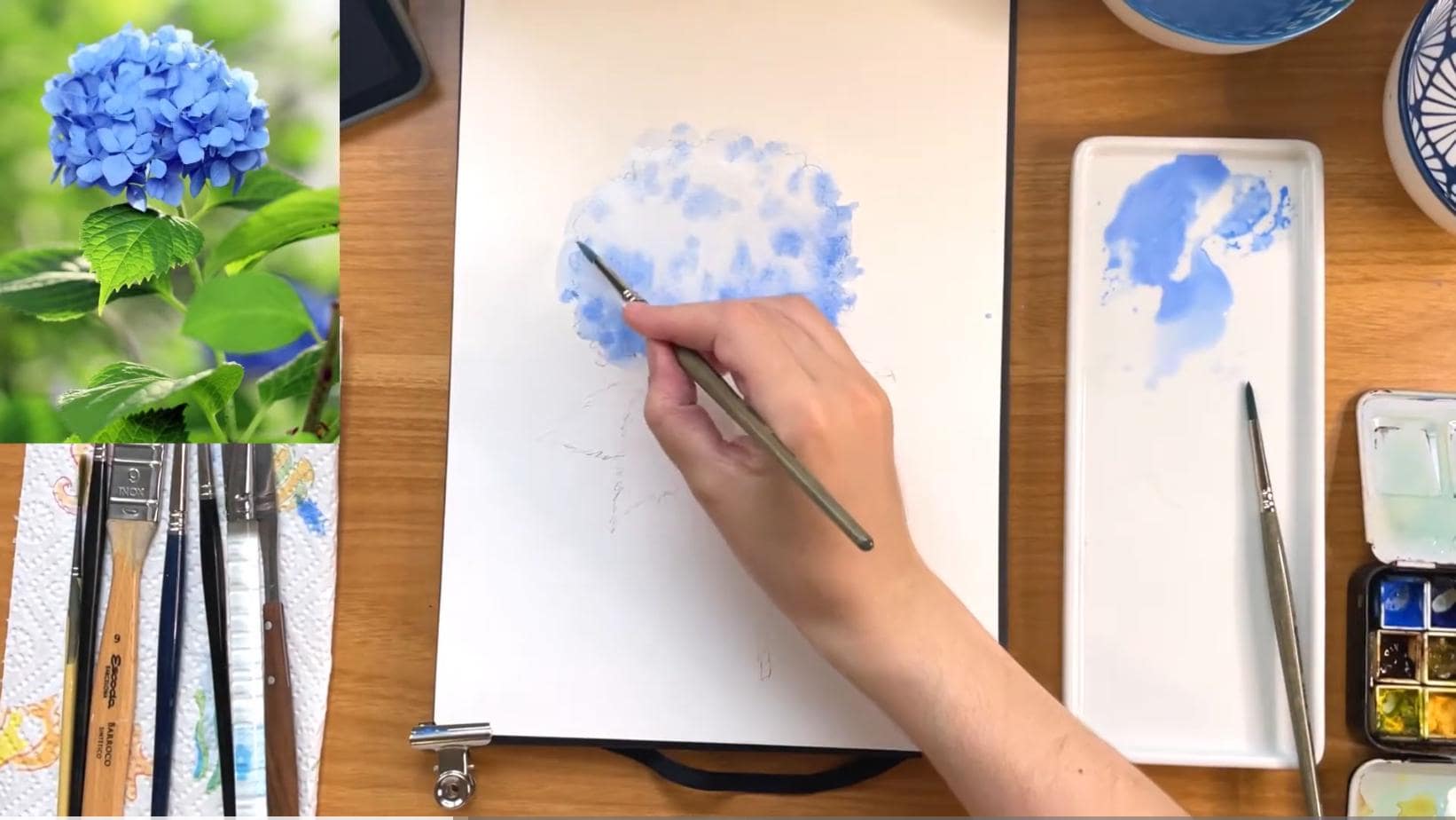 Hydrangea Tutorial Video Watercolour Flower Step by Step Painting ...