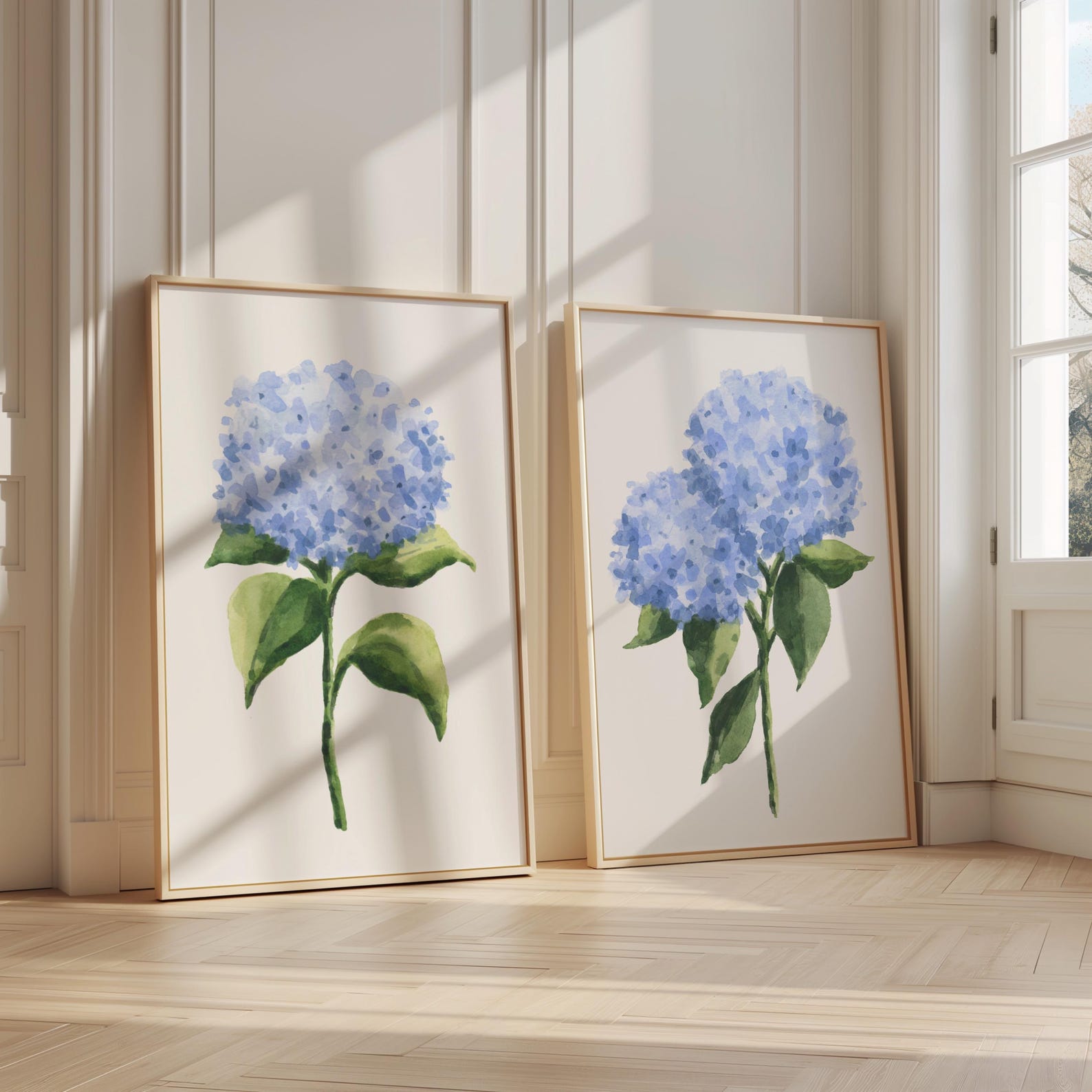 Blue Hydrangea Watercolor Printable, Botanical Wall Decor, Hydrangea ...