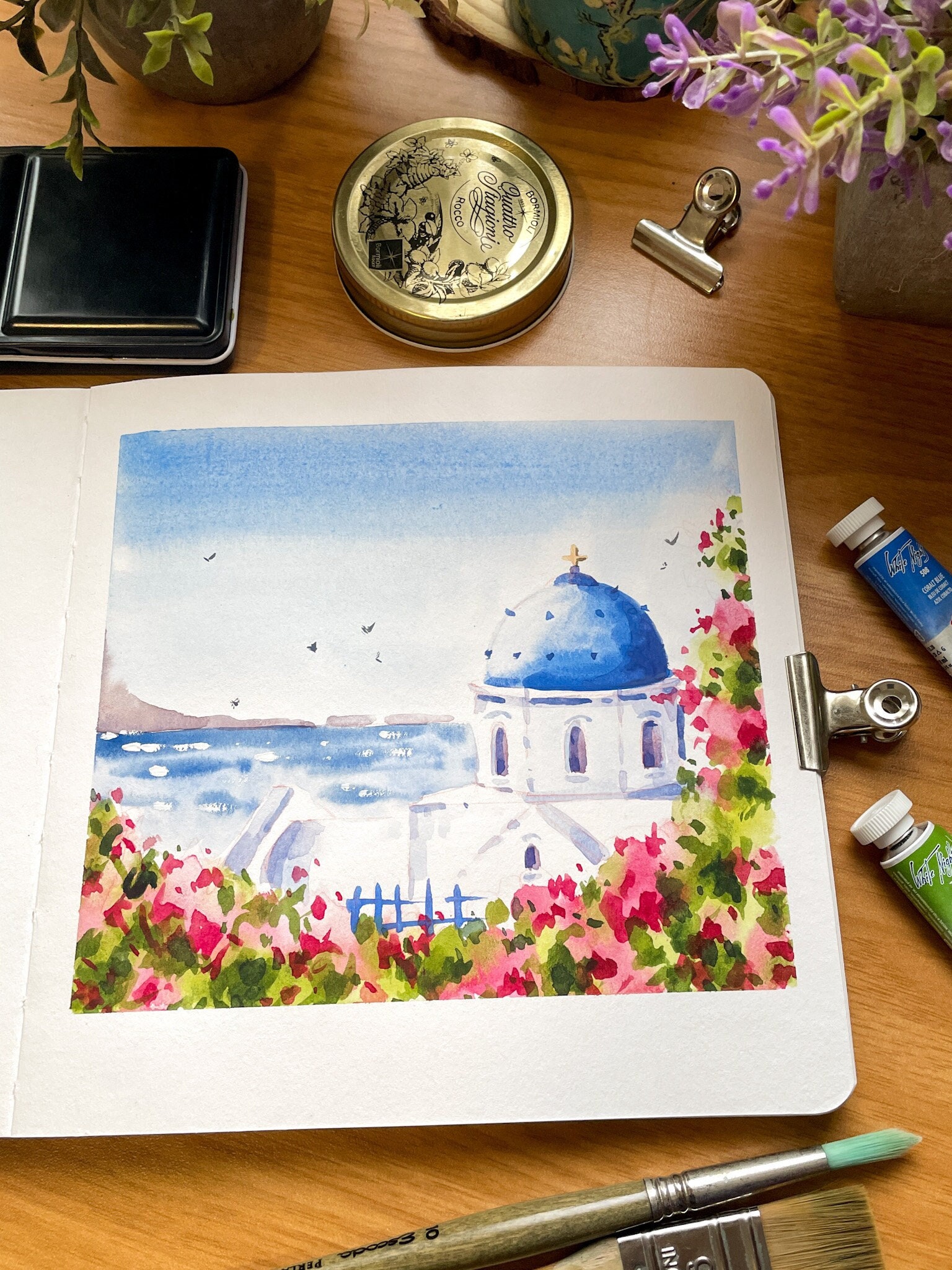 Santorini, Greece Tutorial Step by Step Painting Downloadable PDF ...