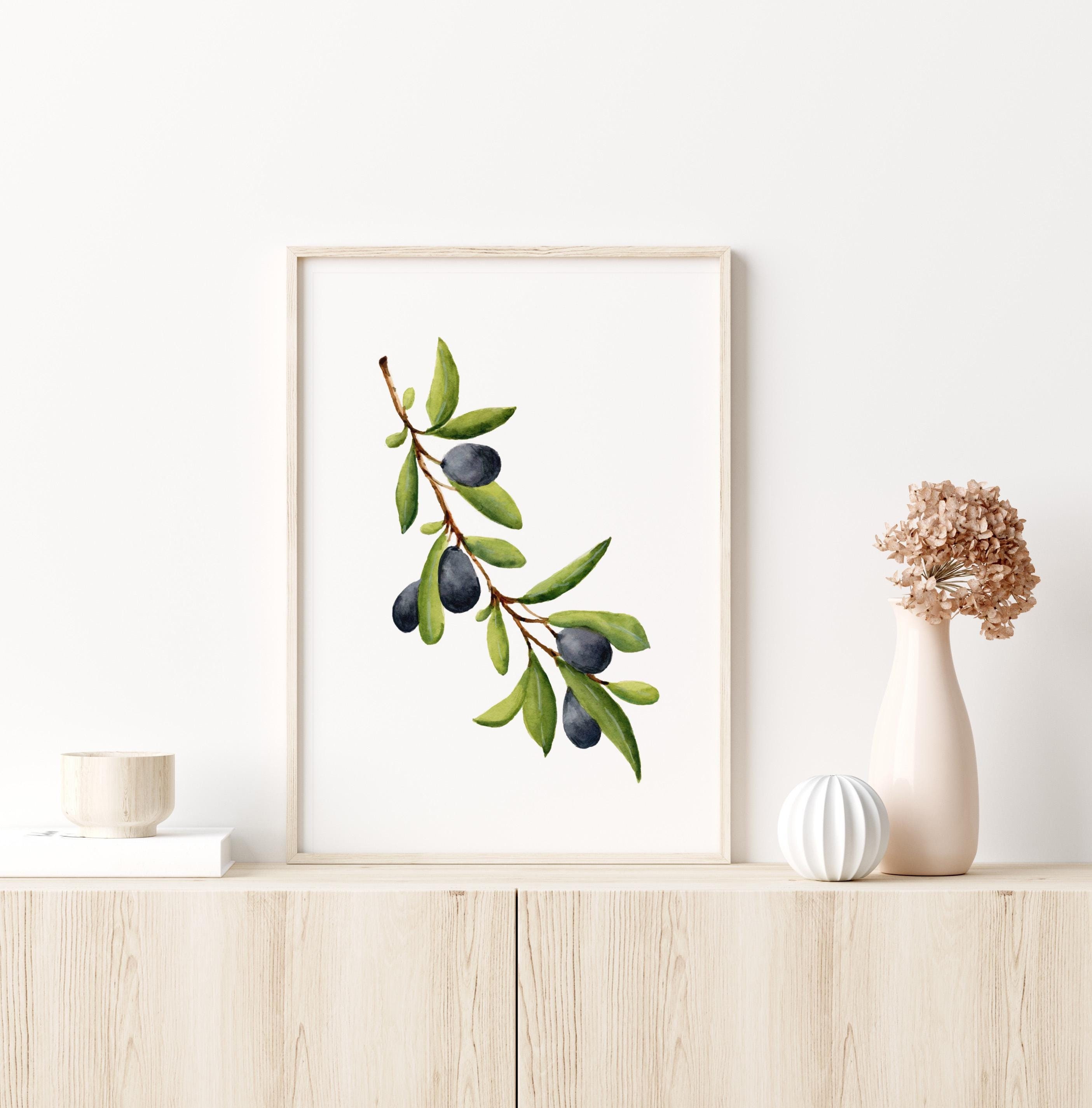 Olive Branch Printable Art, Botanical Wall Art, Olive Branch Watercolor ...