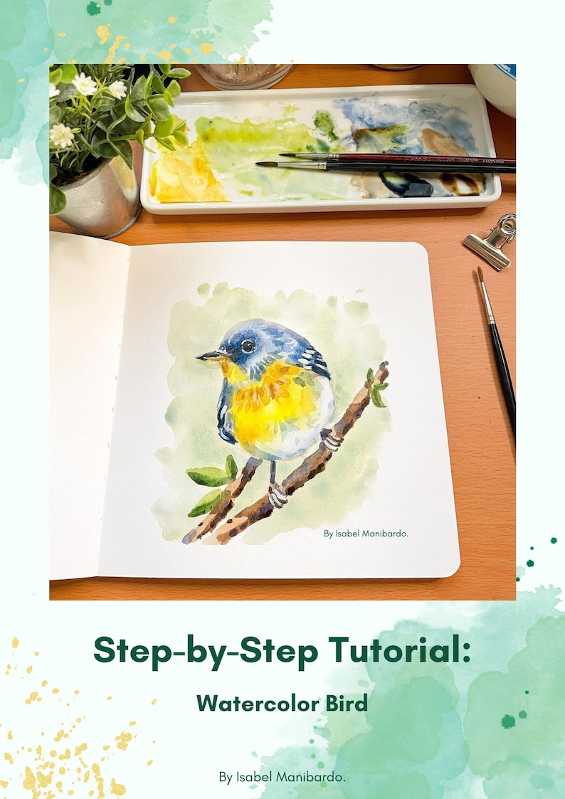 Watercolor Bird Tutorial Step by Step Painting Downloadable PDF, Easy Painting Tutorial, Bird ...