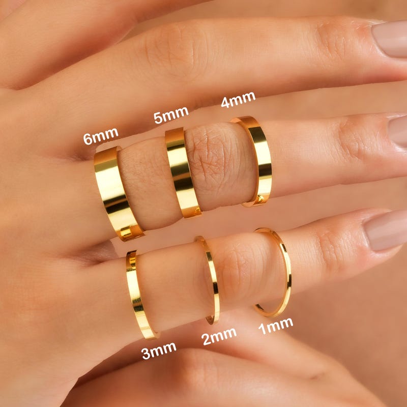 Flat Gold Band 1mm - Etsy UK