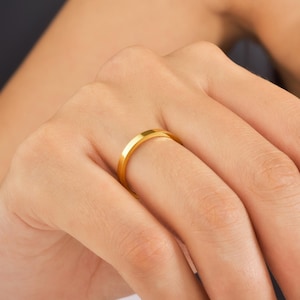 14k Gold 1mm-2mm-3mm-4mm-5mm-6mm Flat Wedding Bands Minimalist Wedding ...