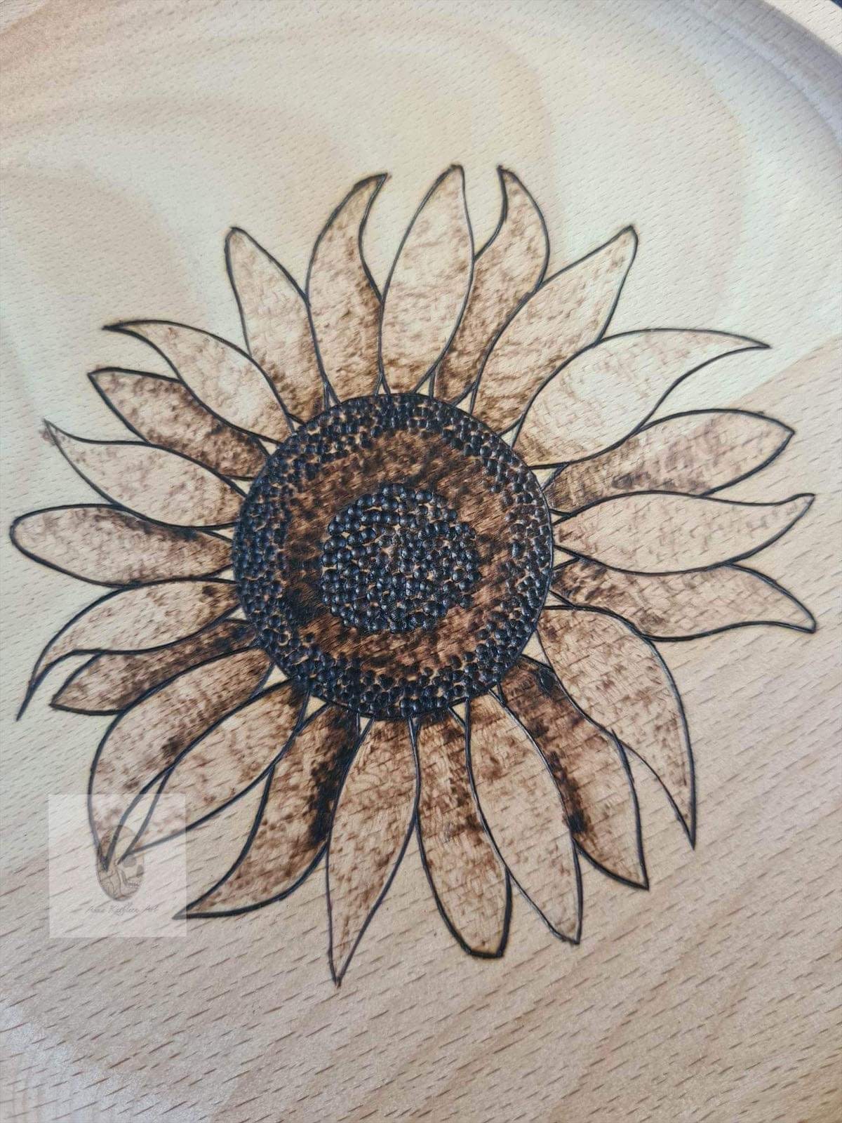 Pyrography Sunflower Bowl Pyrography Wood Bowl 18cm X 18cm Pyrography ...