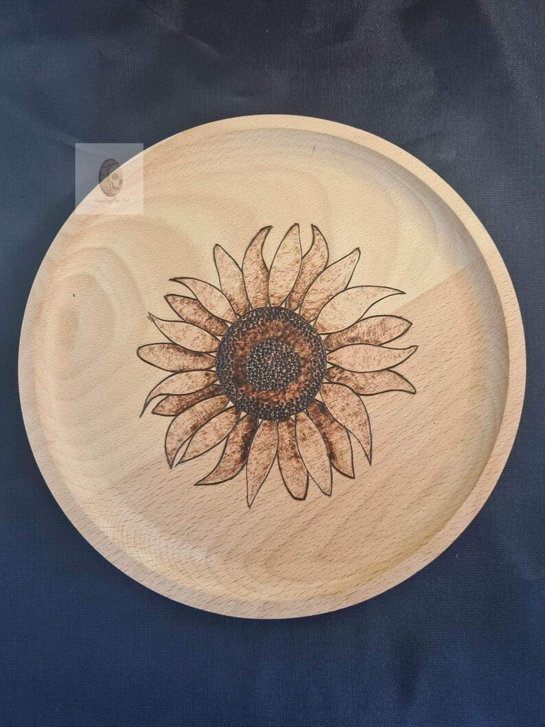 Pyrography Sunflower Bowl Pyrography Wood Bowl 18cm X 18cm Pyrography ...