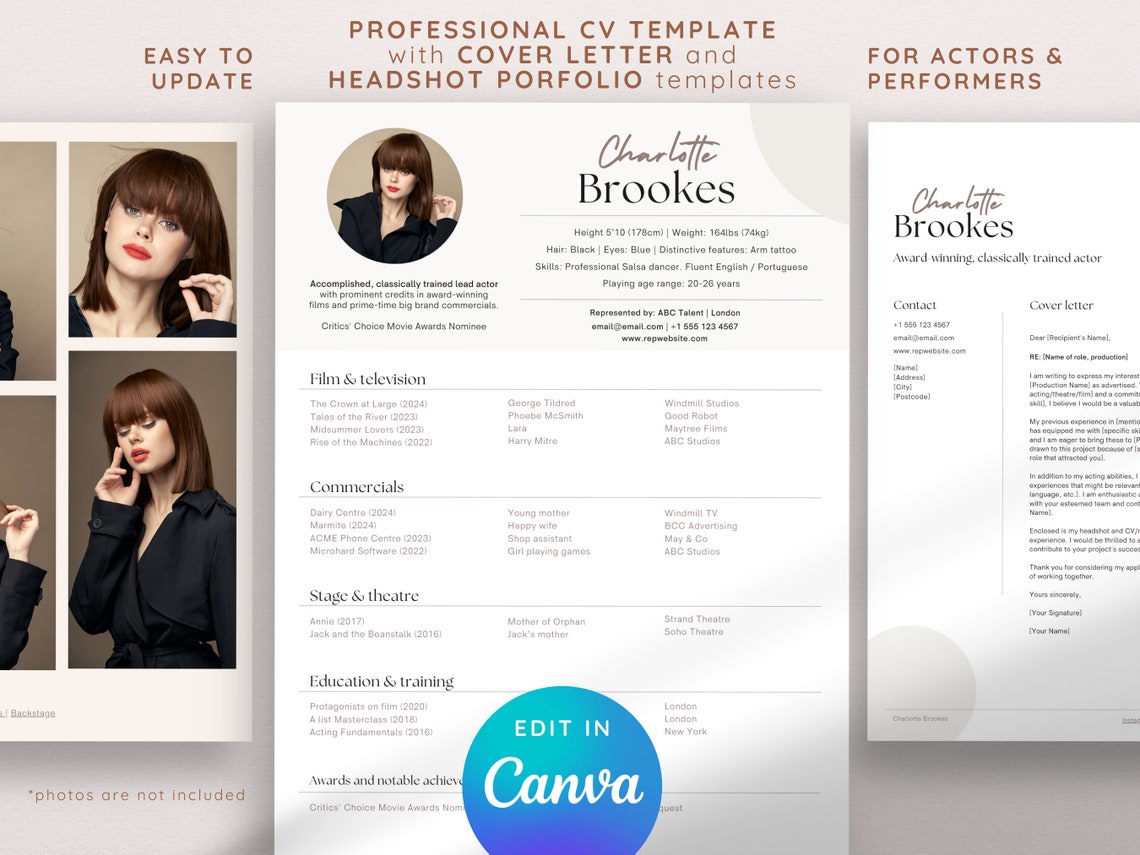 CV Template for Actor Cv Professional CV Acting Resume Template With ...
