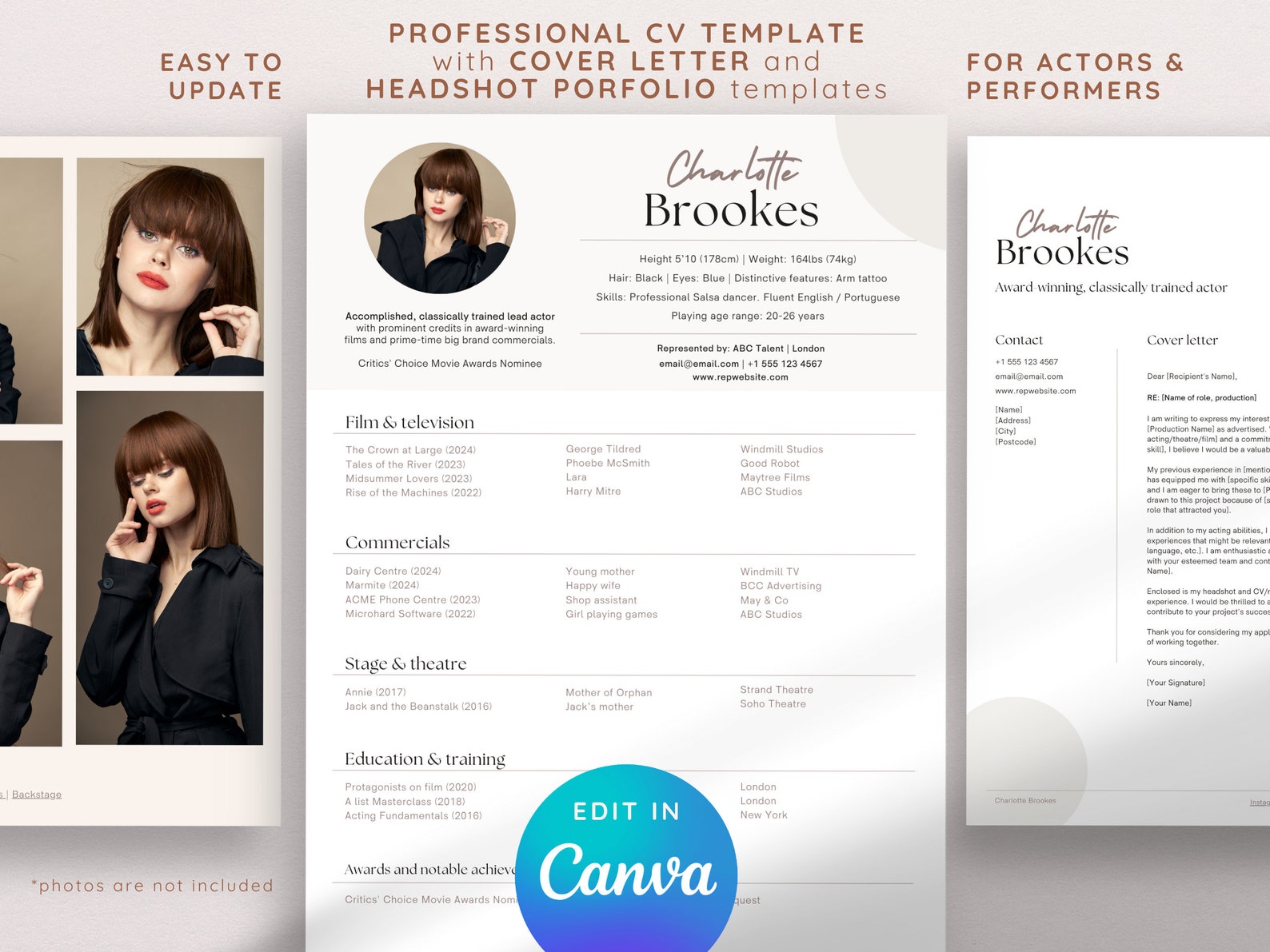 CV Template for Actor Cv Professional CV Acting Resume Template With ...