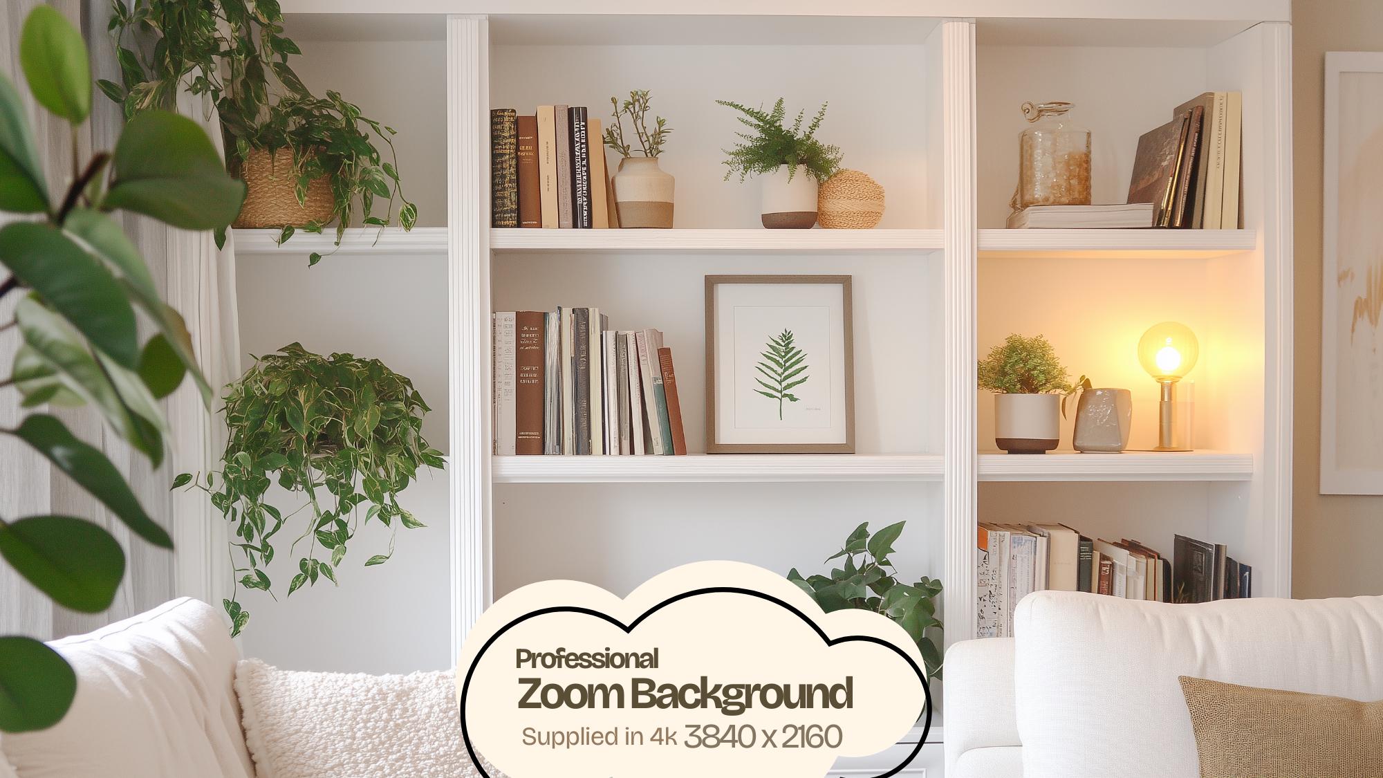Zoom Background Bookshelves White Shelving | Virtual Zoom Office ...