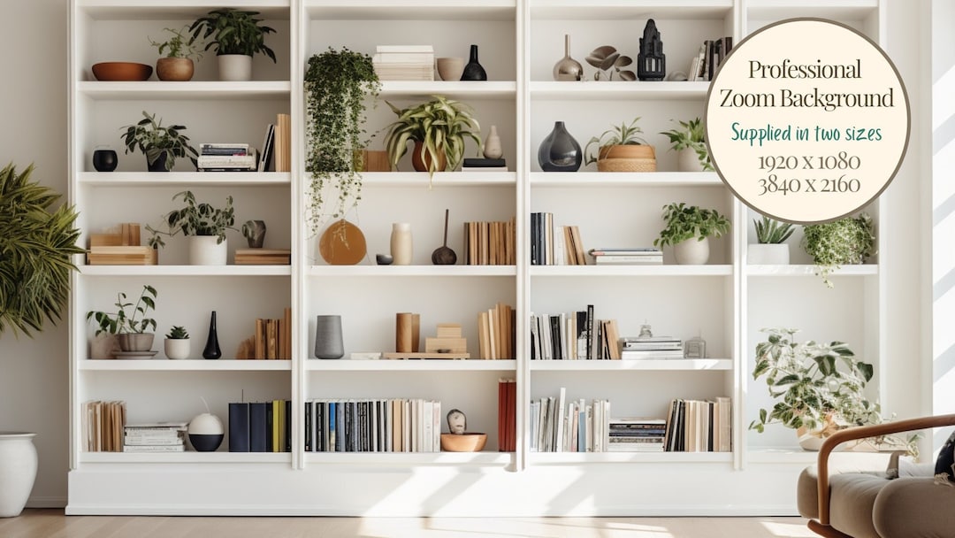 Minimalist White Shelving Zoom Background Zoom Office Background Boho ...