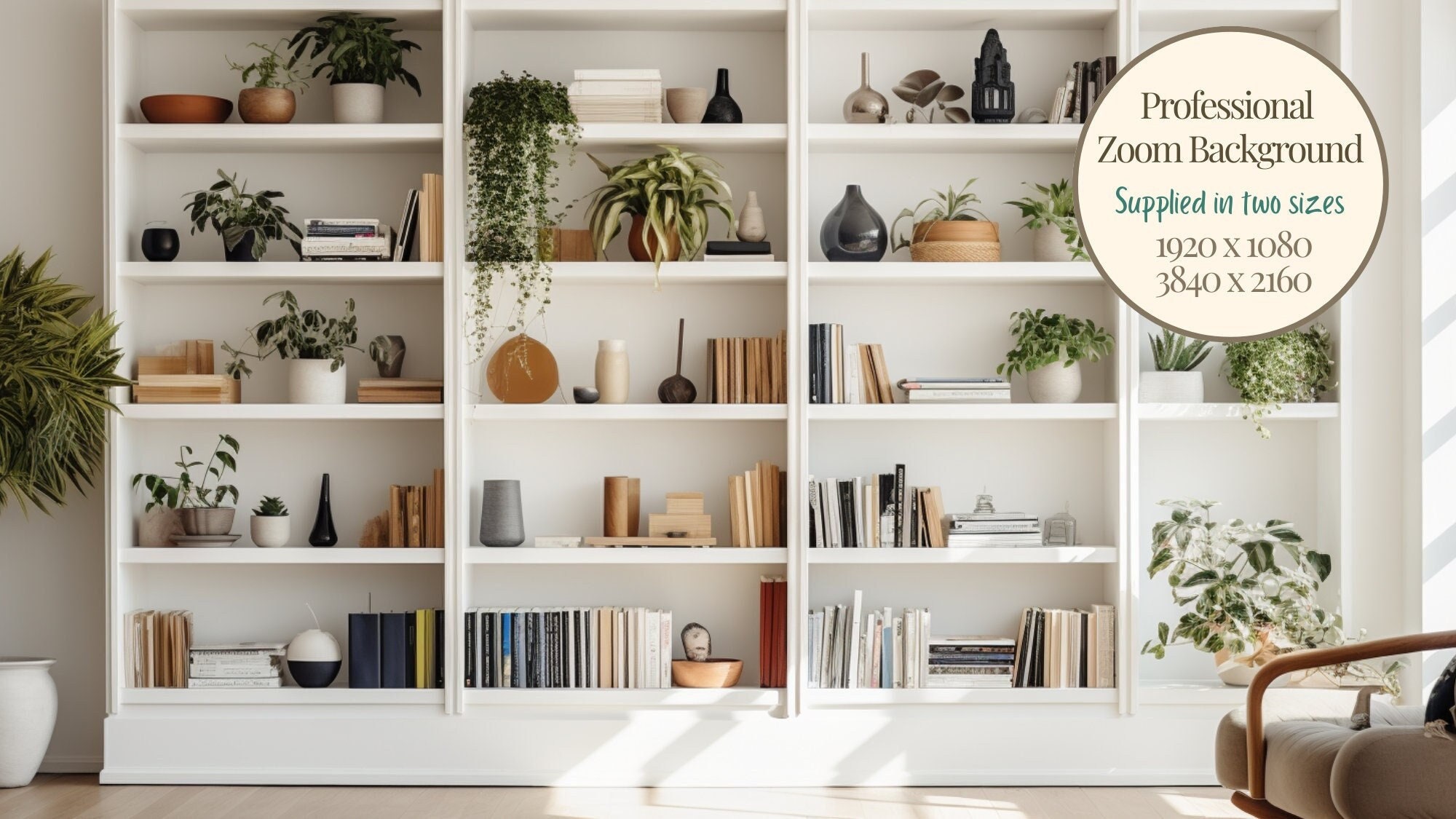 Minimalist White Shelving Zoom Background Zoom Office Background Boho ...