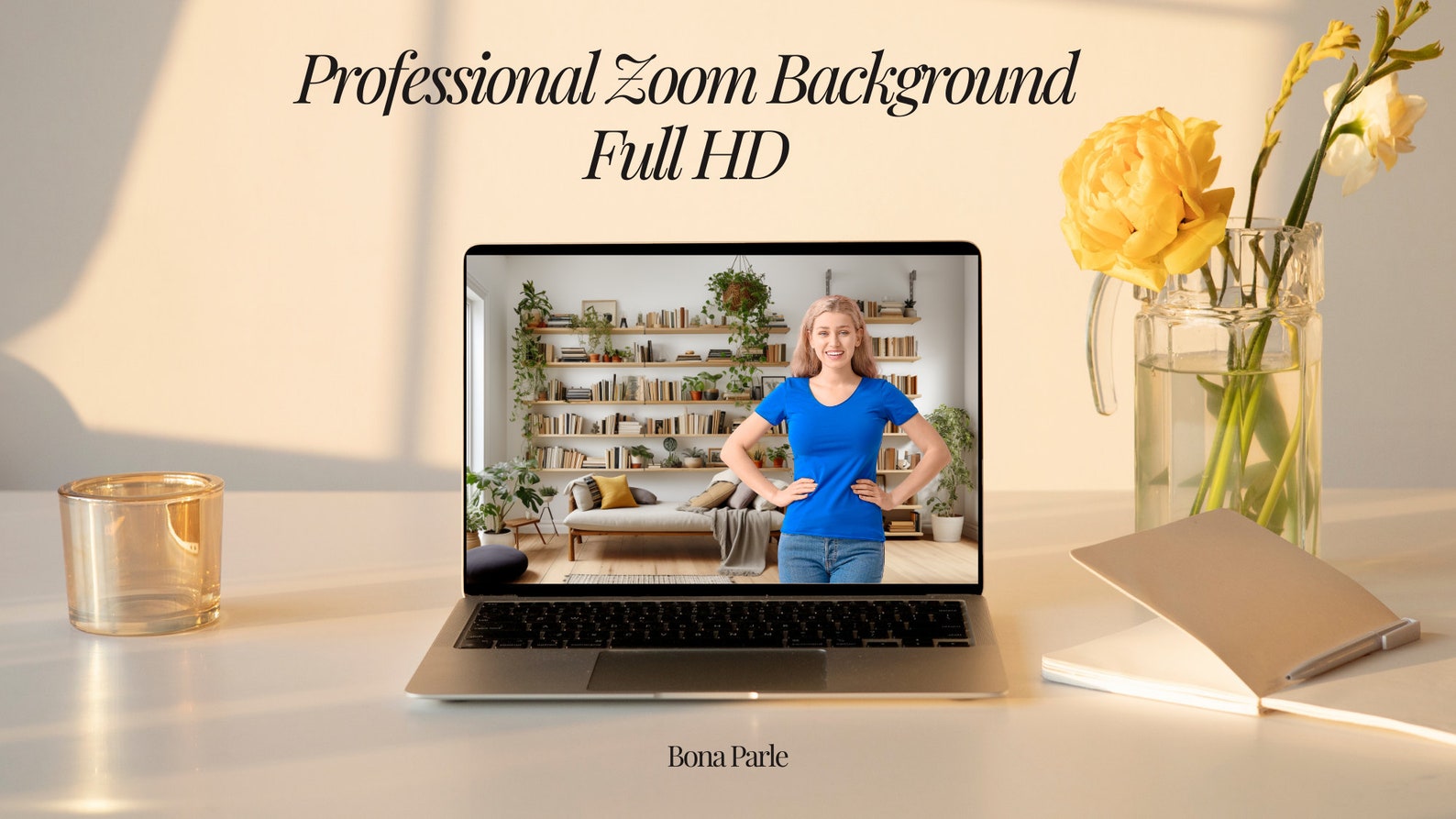 Light Boho Shelving Zoom Background Virtual Shelves Zoom Meeting MS ...