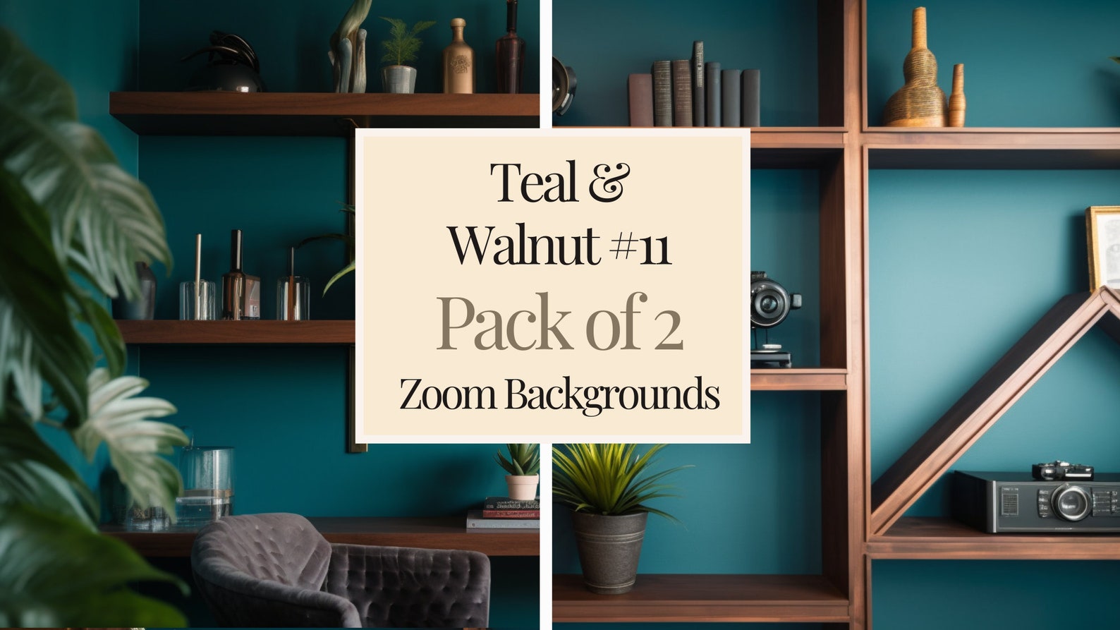 Virtual Background Zoom Backdrop Teal Walnut Virtual Backgrounds for ...