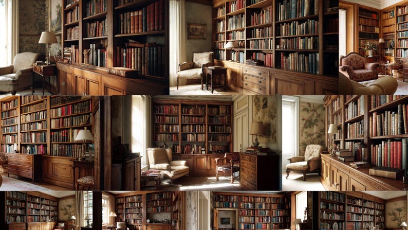 English Library Zoom Background Bundle 16 Pack | Country House ...