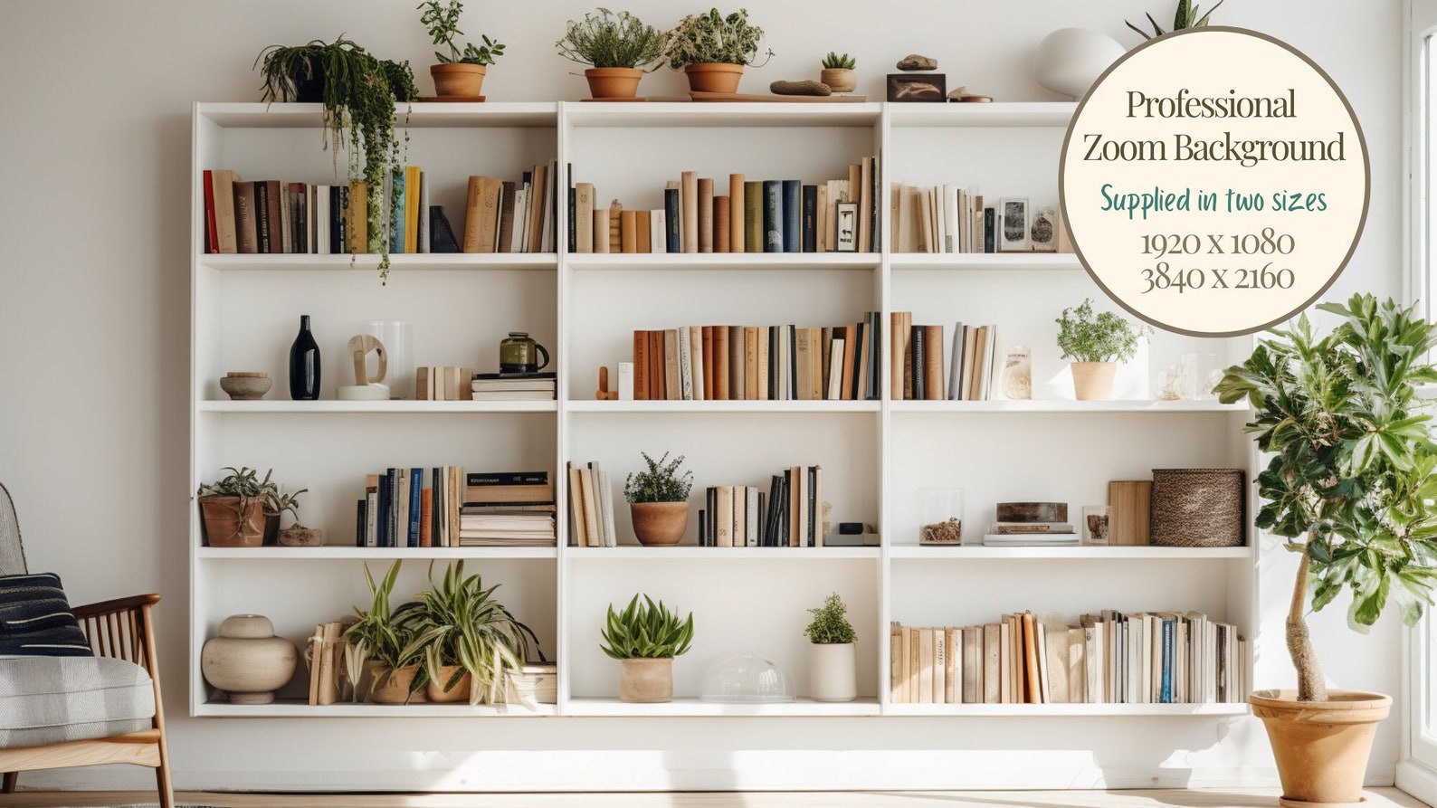 Boho White Shelving Zoom Background Zoom Call Backdrop Office ...