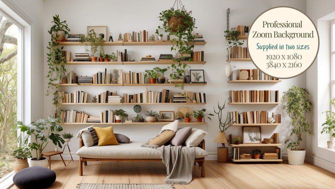Light Boho Shelving Zoom Background Virtual Shelves Zoom Meeting MS ...
