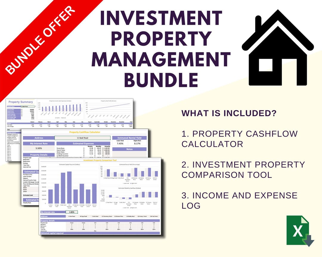Investment Property Management Bundle | Cashflow Template | Rental ...