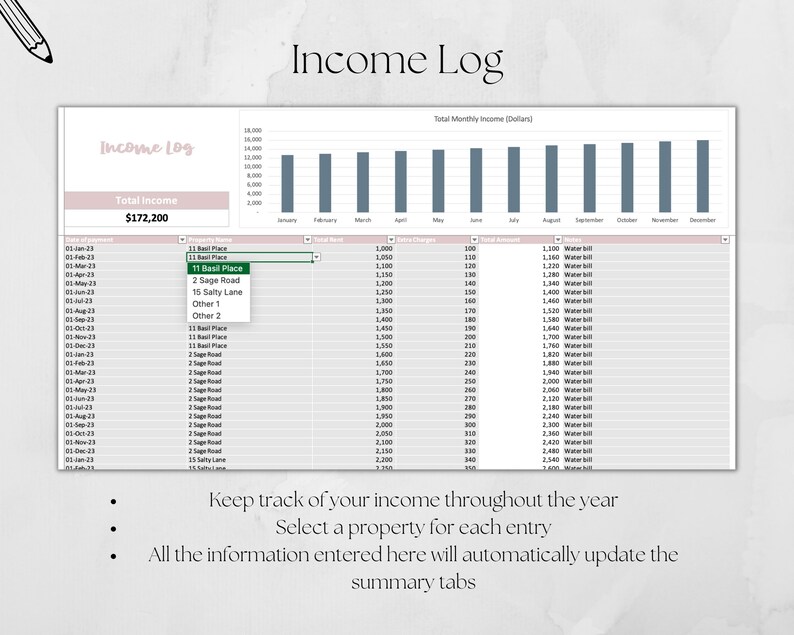 Multiple Property Income and Expense Log Expense Tracker - Etsy