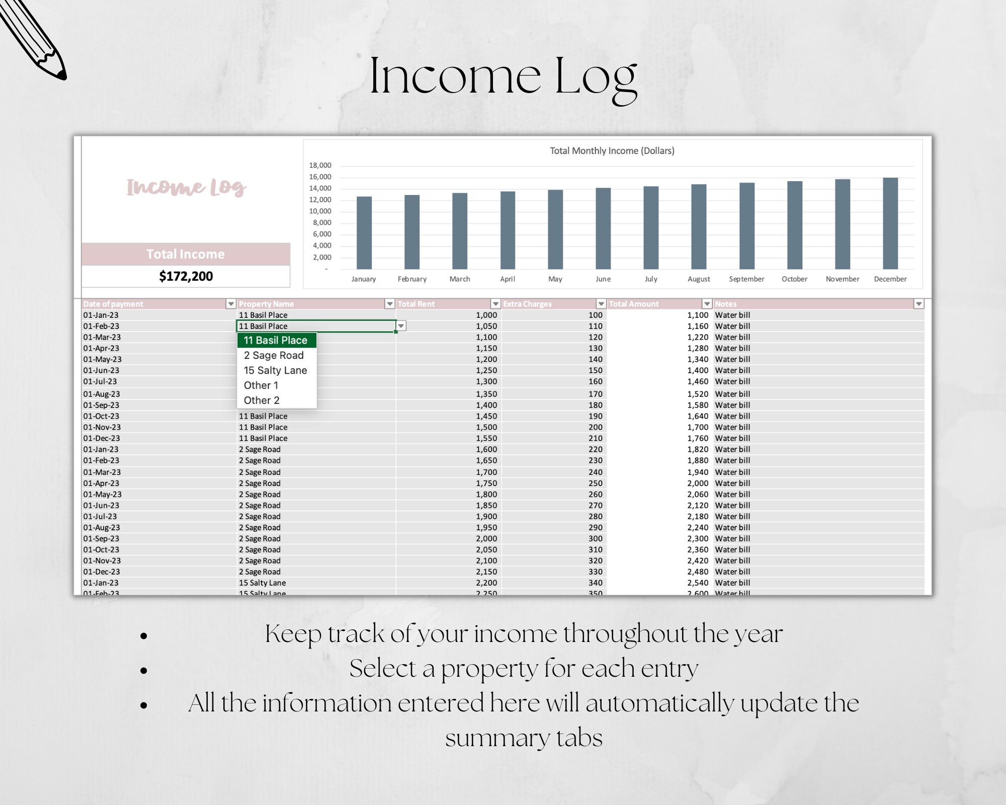 Multiple Property Income and Expense Log Expense Tracker - Etsy