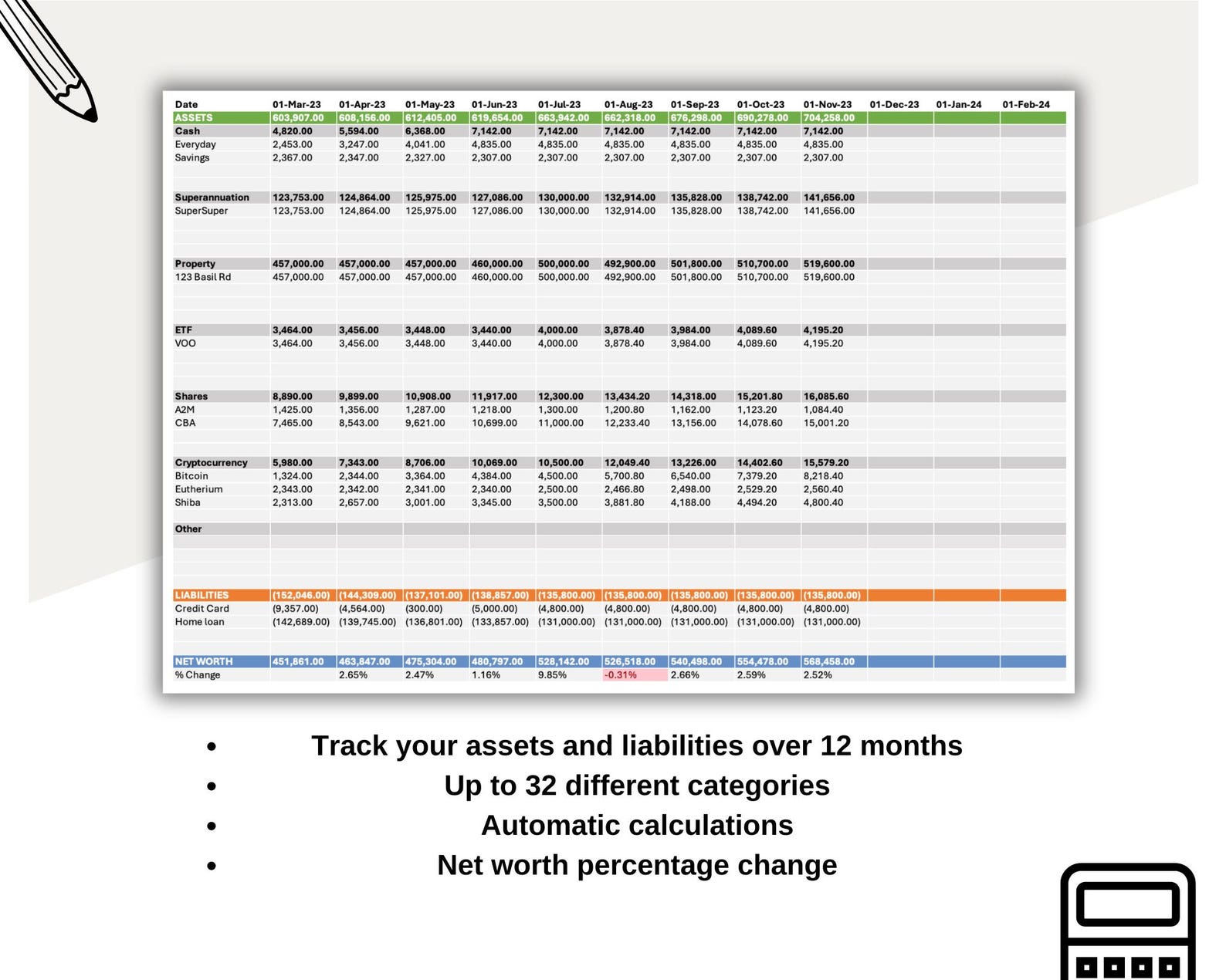 Wealth Tracker | Personal Wealth Tracking Spreadsheet - Etsy