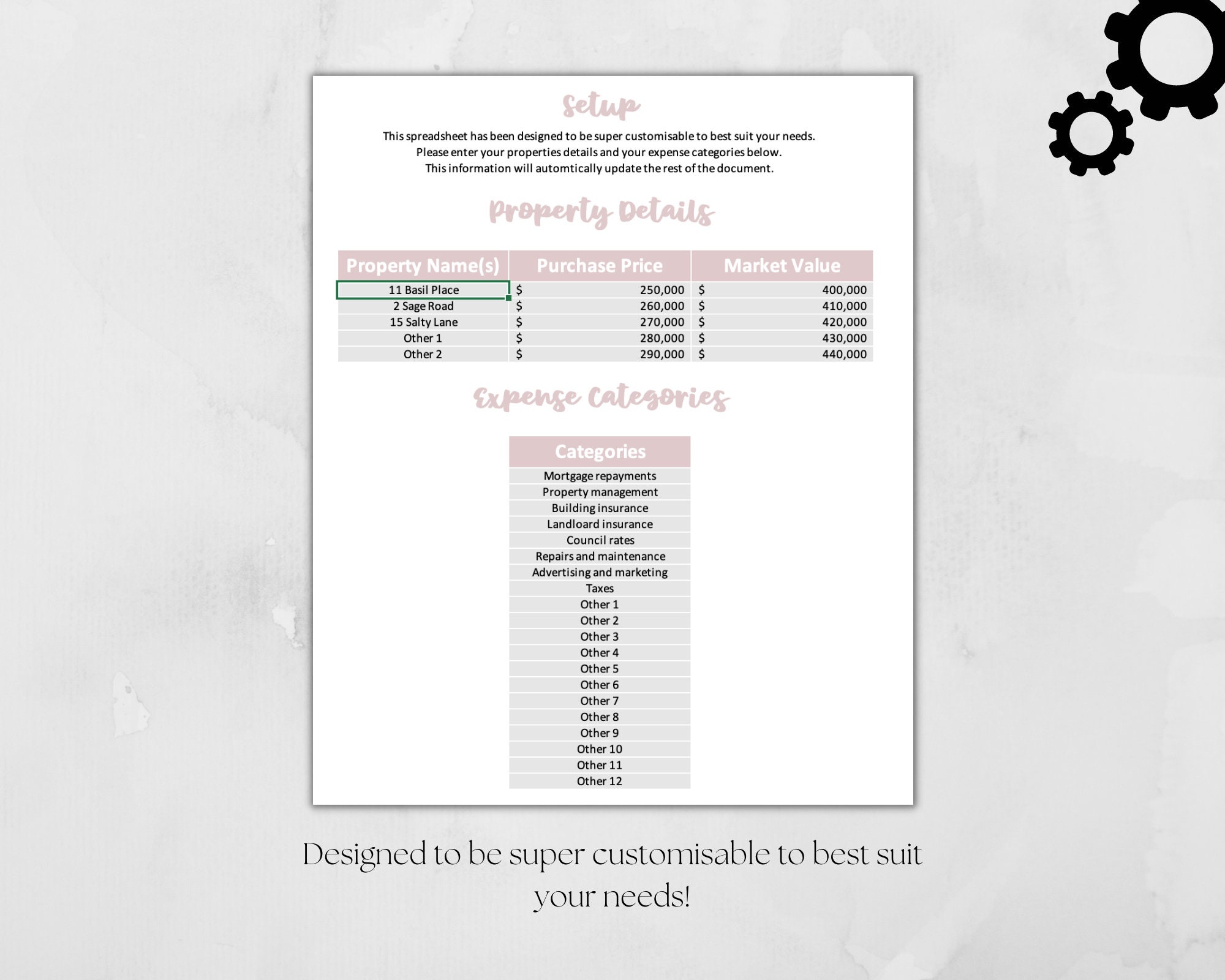 Multiple Property Income and Expense Log Expense Tracker - Etsy