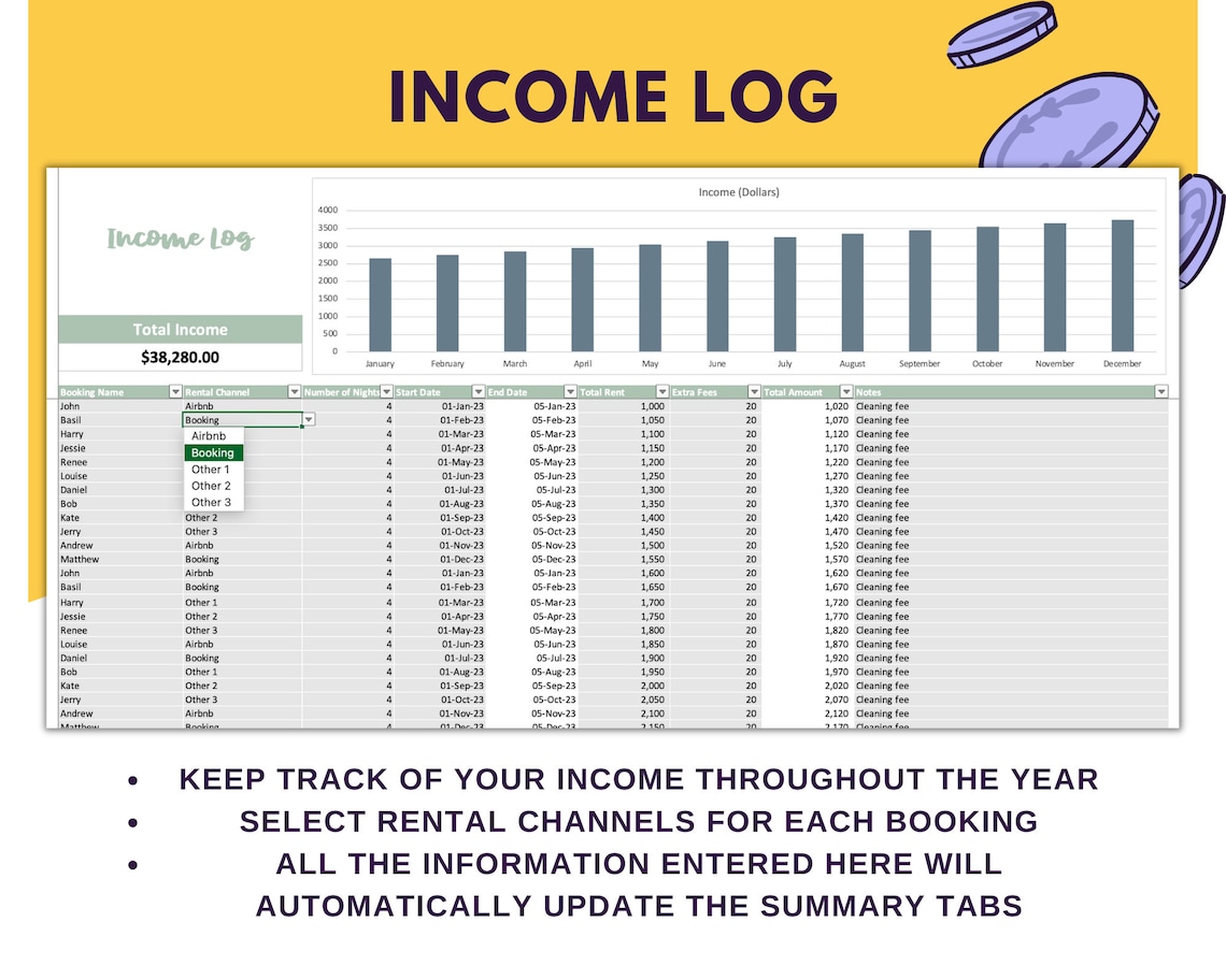 Airbnb Income and Expense Log | Airbnb Host | Expense Tracker | Income ...