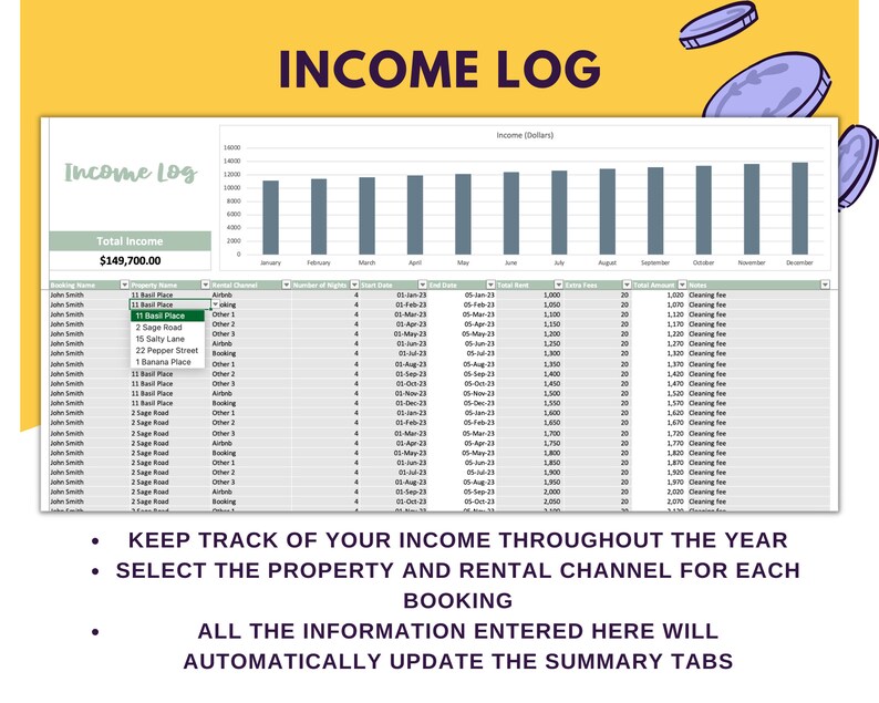 Multiple Airbnb Income and Expense Log | Airbnb Host | Expense Tracker ...