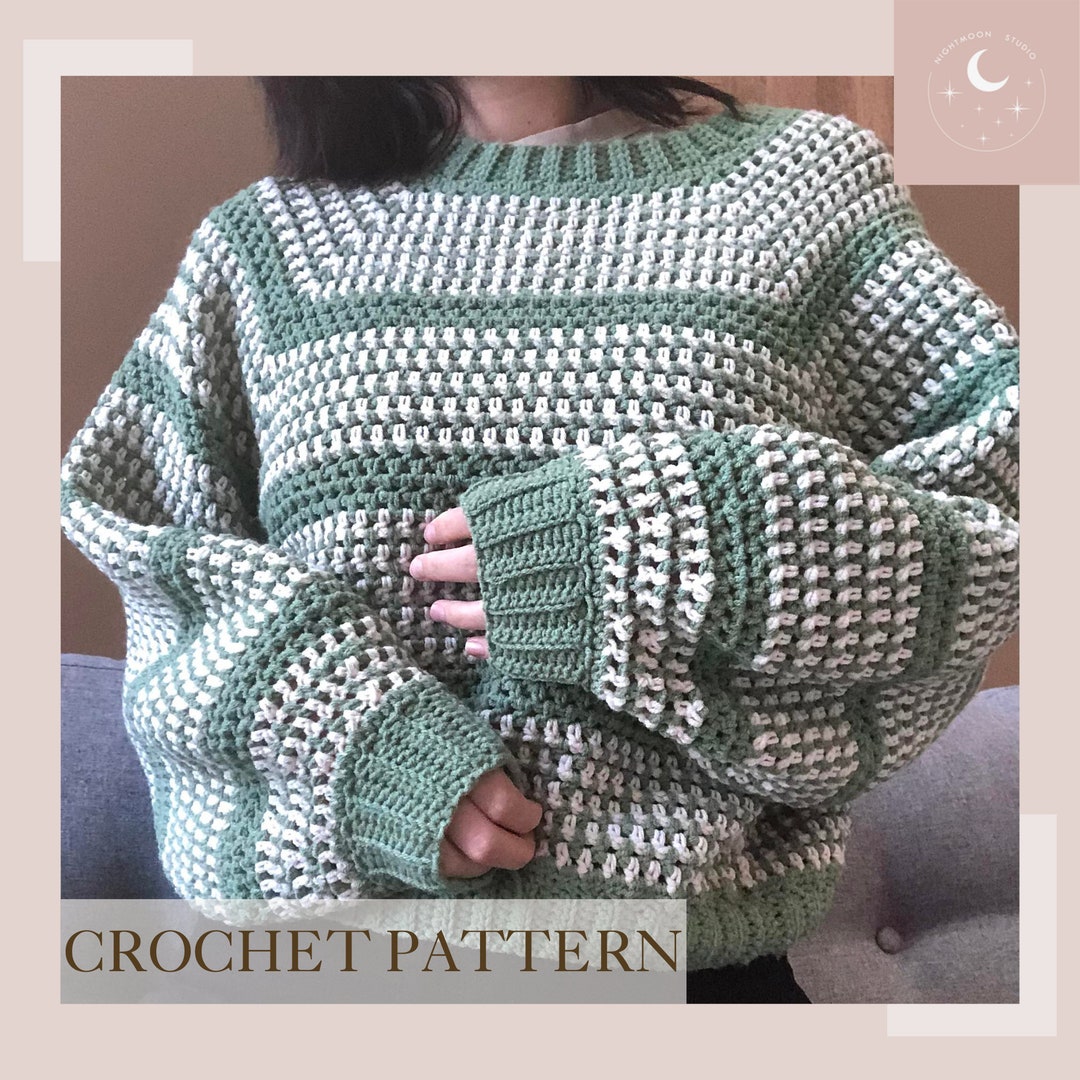 Moss Garden Sweater CROCHET PATTERN Made to Measure Unisex Raglan ...