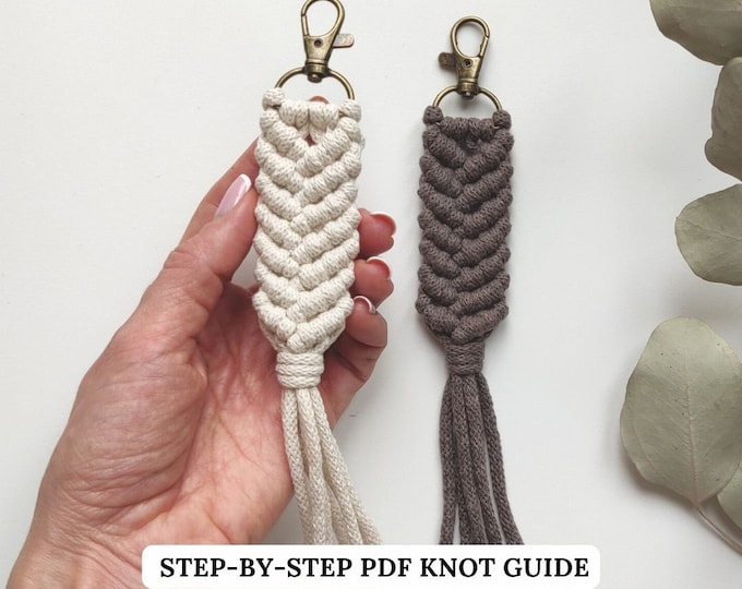 3 Macrame Keychain Patterns PDF | Instant Download Tutorial | Knot ...
