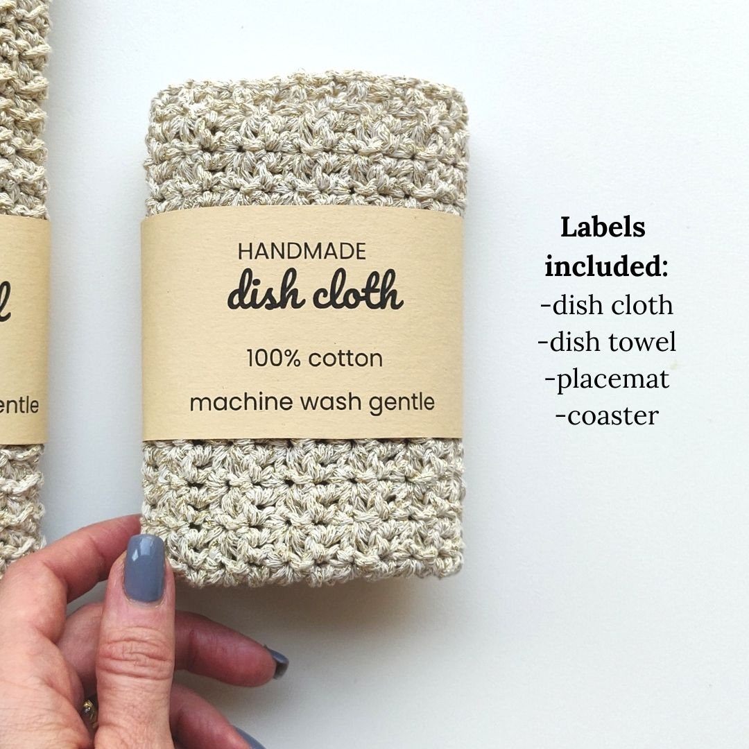 Handmade Dish Set Coaster Placemat Wrap Labels PDF - Etsy