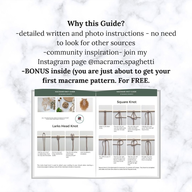 Macrame Knot Guide | PDF Pattern | Macrame Tutorial | Knot Guide for ...