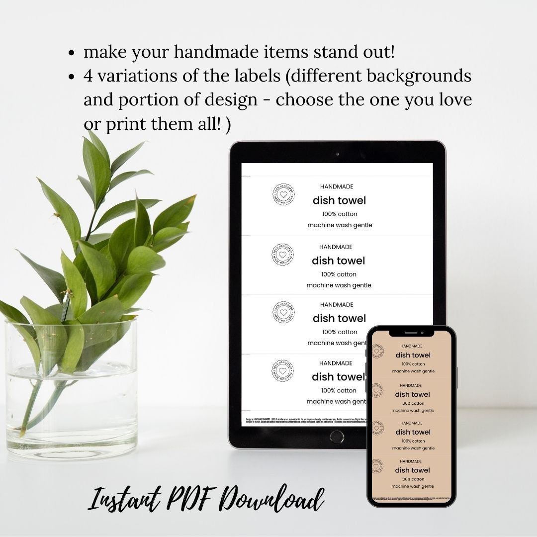 Handmade Dish Set - Coaster - Placemat - Wrap Labels - PDF Digital ...